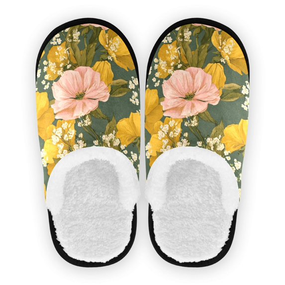 Iauyy Women's Men's Slippers, Non-Slip Travel Unisex Cotton Flannel ...
