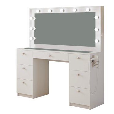WIAWG 39.4" Modern Vanity Set with Mirror and Lights Makeup Dressing ...