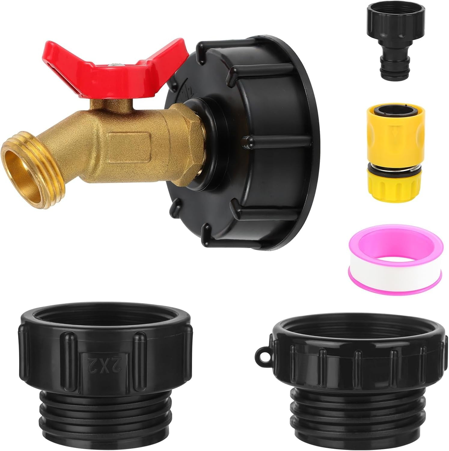 Ibc Tote Adapter Set 3-In-1 Brass & Polyethylene Garden Hose Connector ...