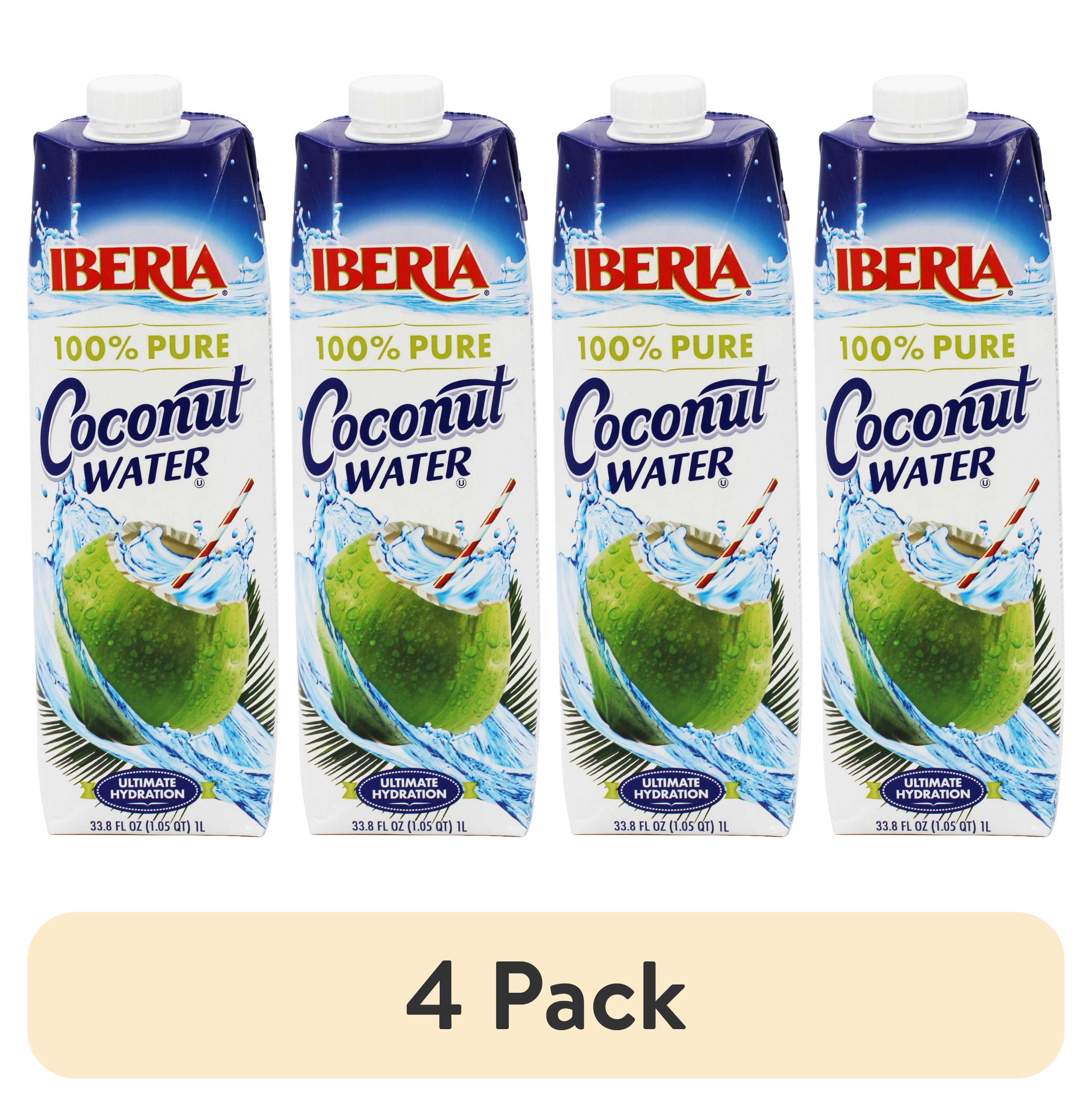 (4 pack) Iberia 100% Pure Coconut Water 33.8 fl oz - Walmart.com