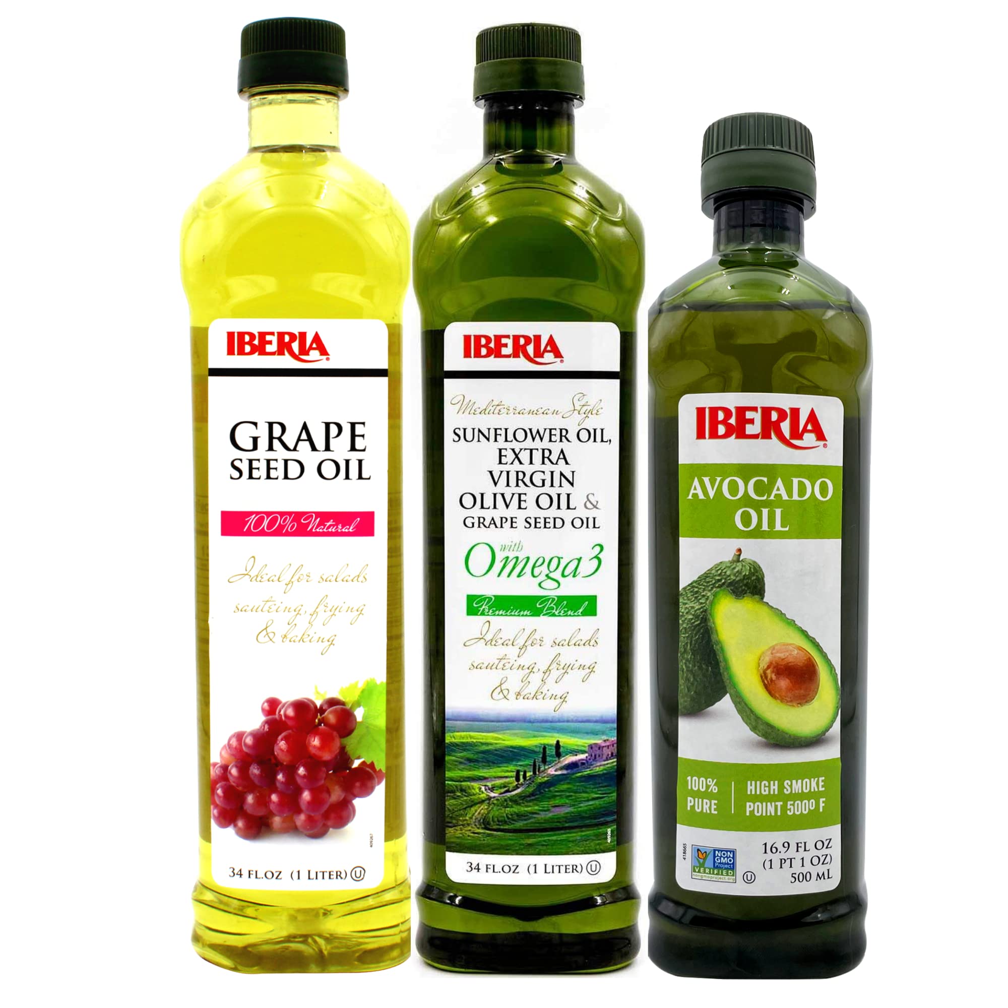 Iberia 100% Pure Avocado Oil, 16.9 Fl Oz + Iberia All Natural Grapeseed ...