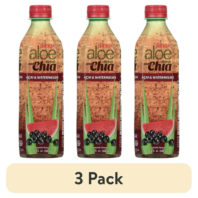 (3 pack) Iberia Acai & Watermelon Aloe Drink with Chia 16.9 fl oz ...