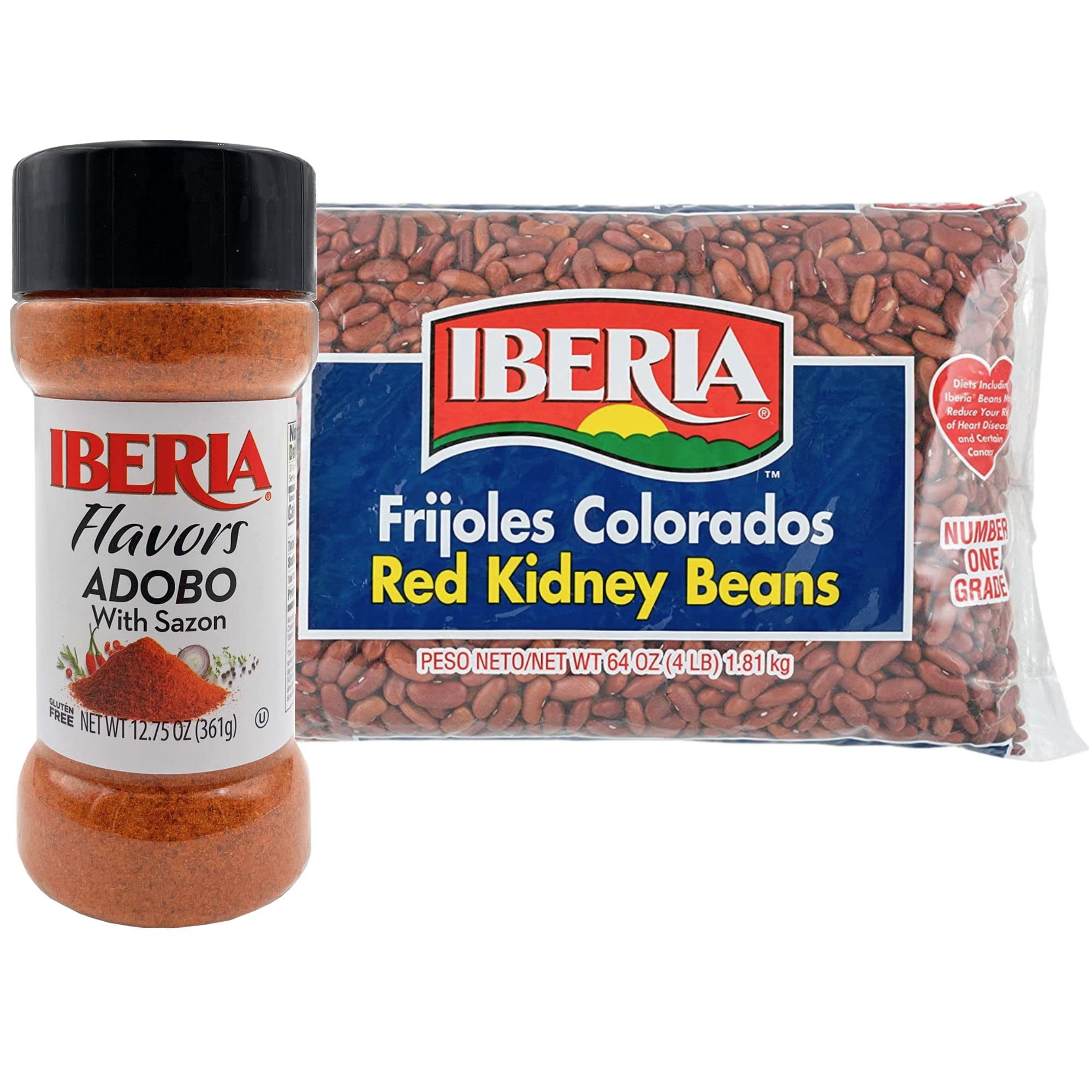 Iberia Adobo With Sazon, 12.75 Oz + Iberia Red Kidney Beans 4 Lb ...