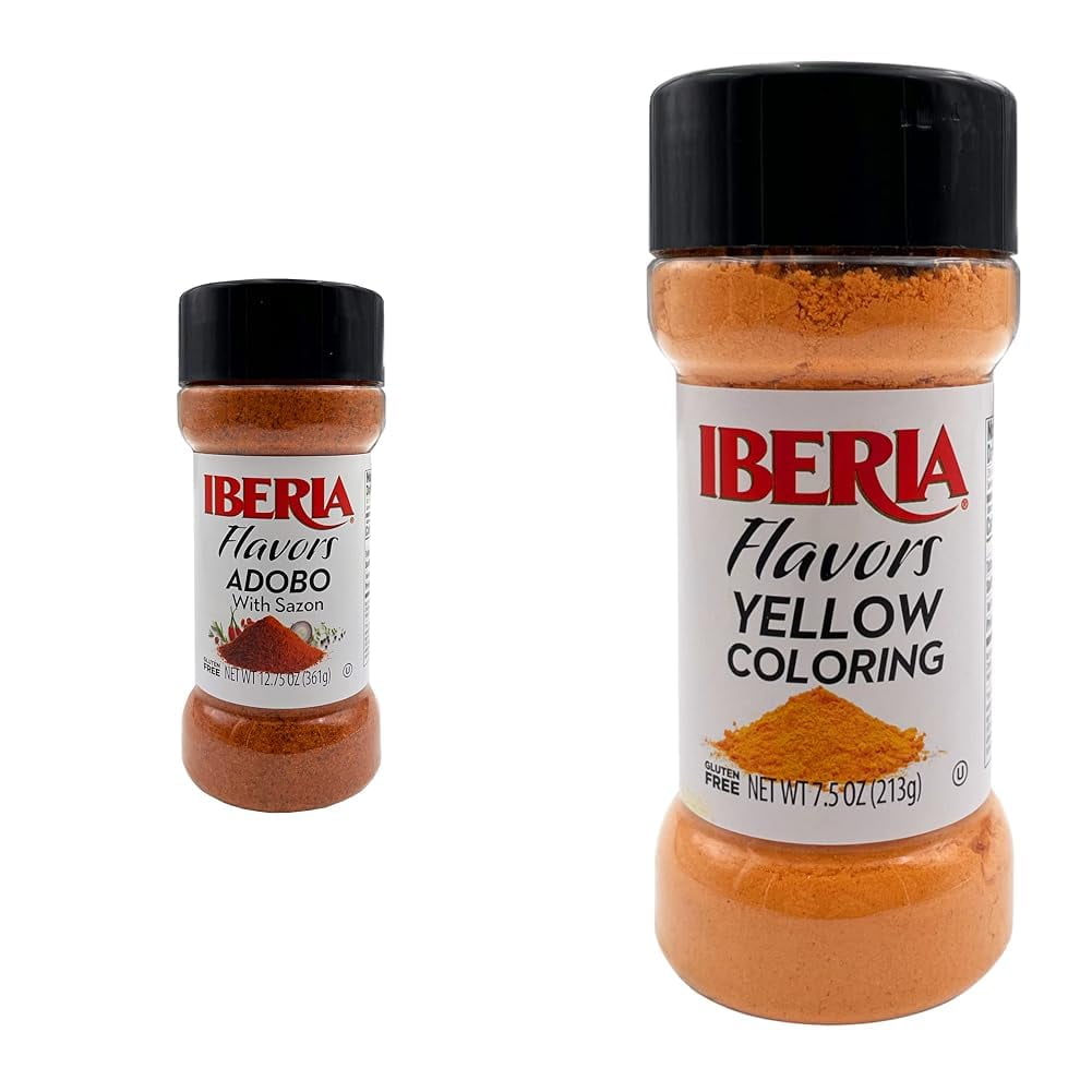 Iberia Adobo With Sazon, 12.75 Oz+ Iberia Yellow Coloring, 7.5 Oz ...