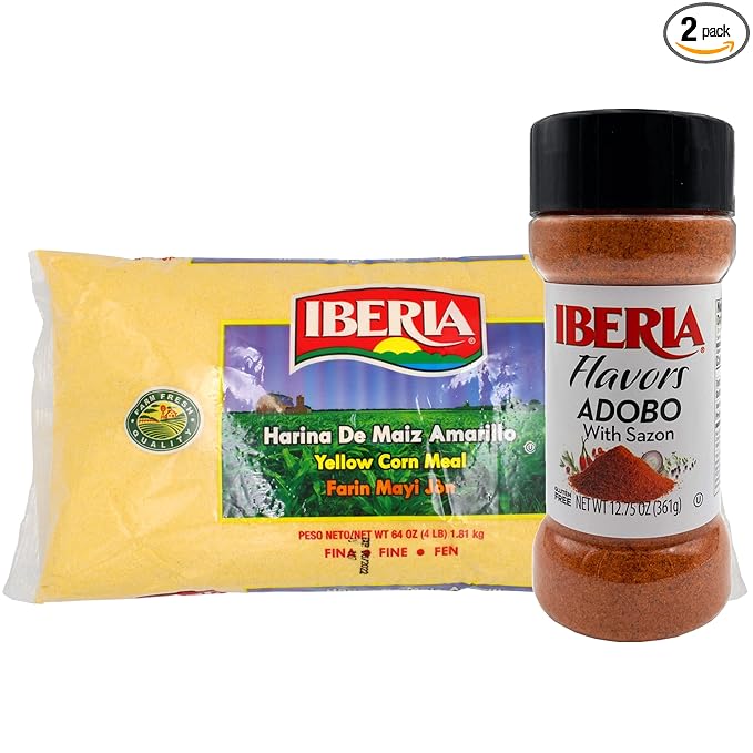 Iberia Adobo With Sazon, 12.75 oz+ Iberia Fine Corn Meal Pre Cooked 4lb ...