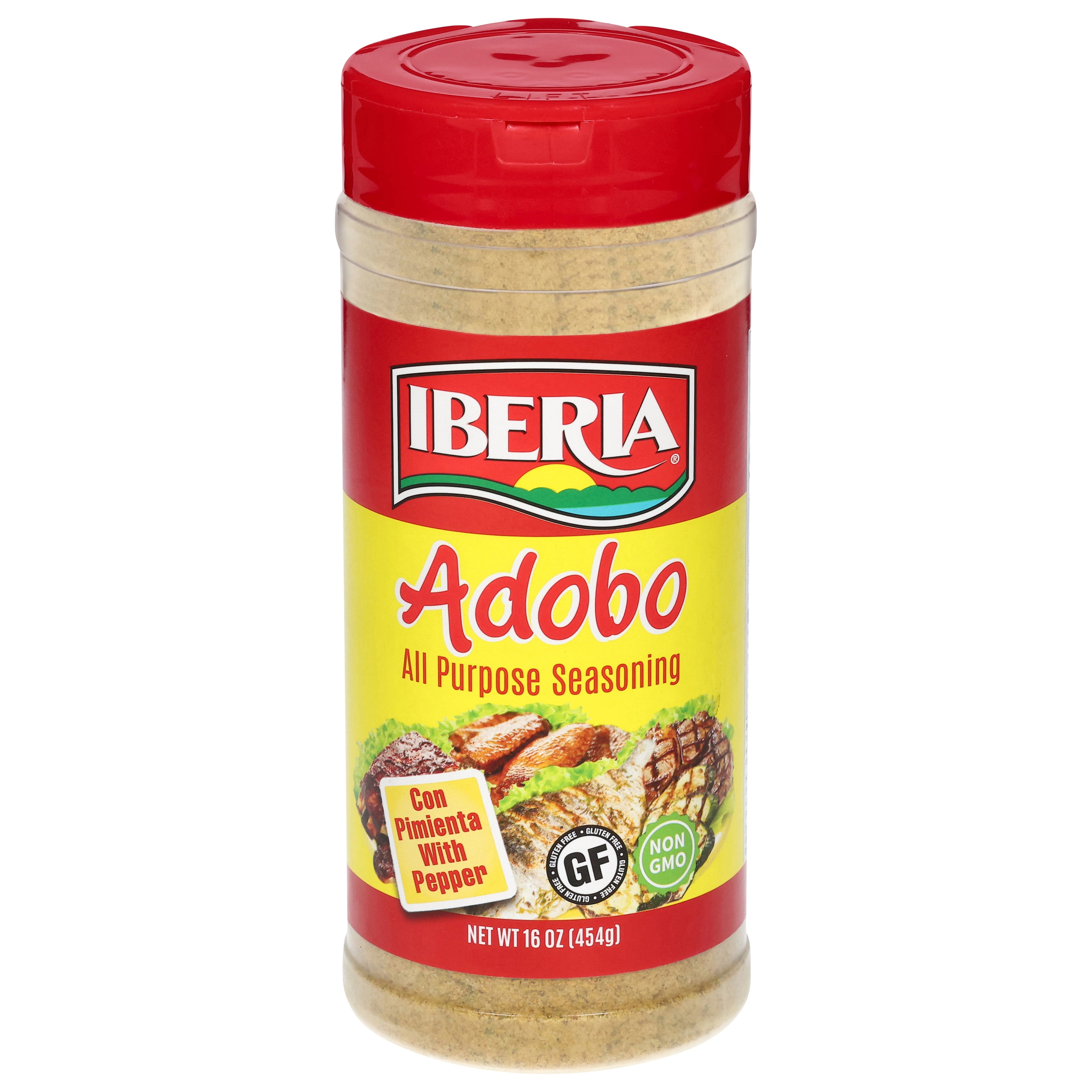 Iberia Adobo All-Purpose Seasoning with Pepper, 16 oz Shaker for Meats ...