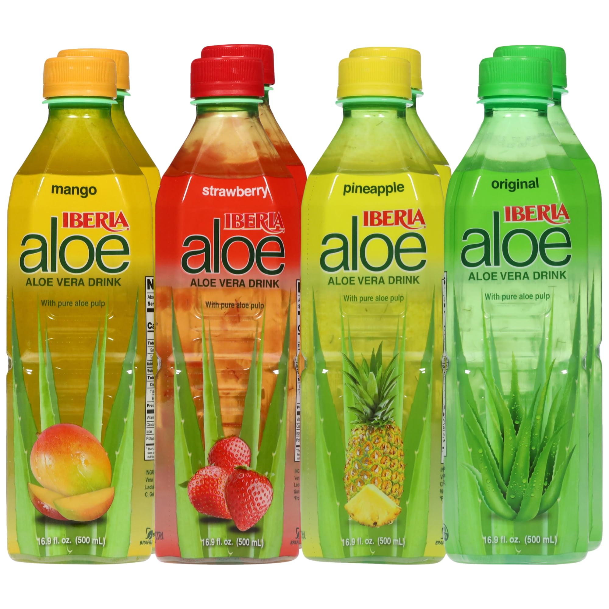 Iberia Aloe Vera Drink with Pure Aloe Pulp, Variety, (Pack of 8) 2 x ...