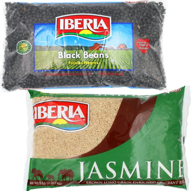 Iberia Brown Jasmine Rice 5Lb. And Iberia Black Beans 4Lb. Bundle ...