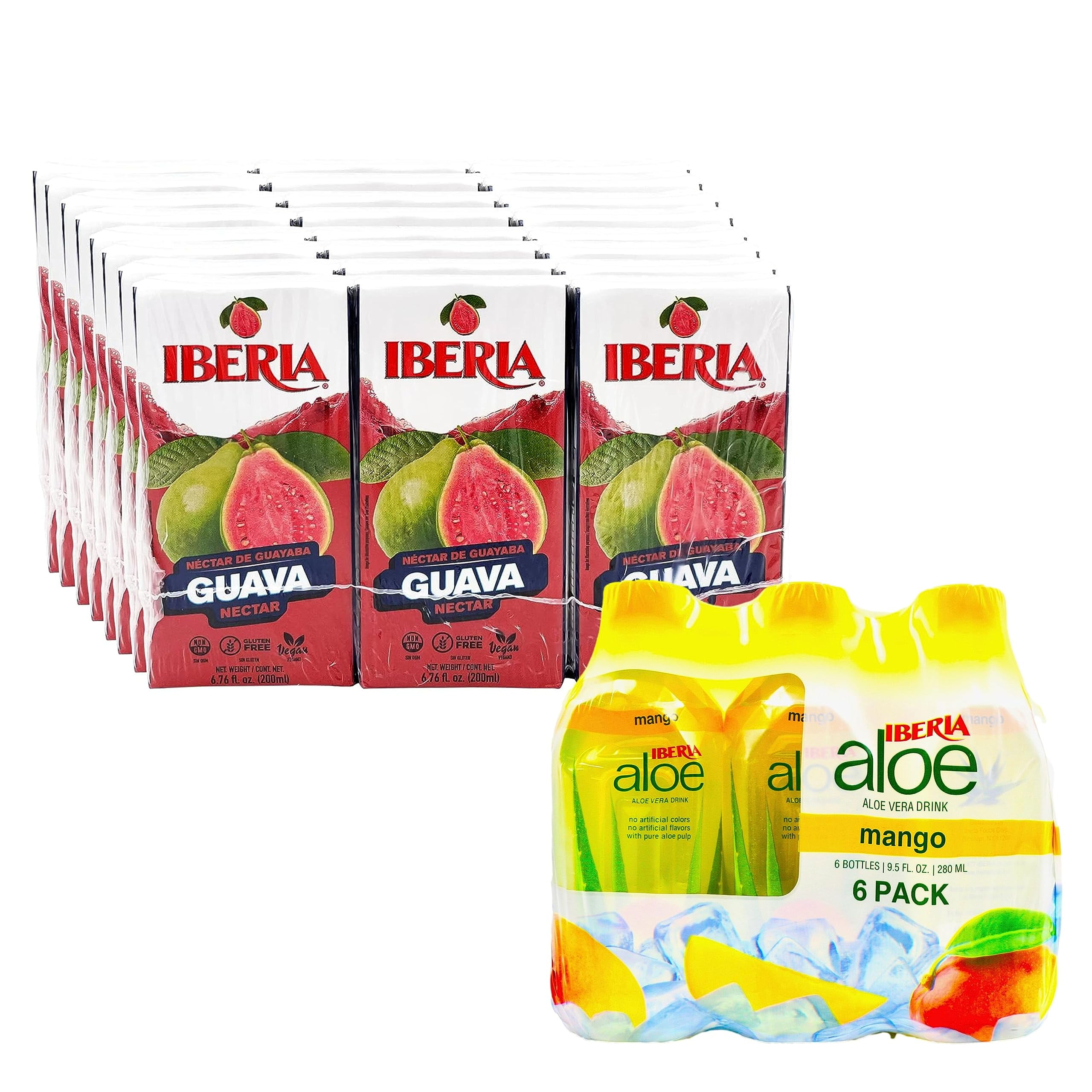 Iberia Guava Nectar, 6.8 Fl Oz (Pack Of 24) + Iberia Aloe Vera Drink ...