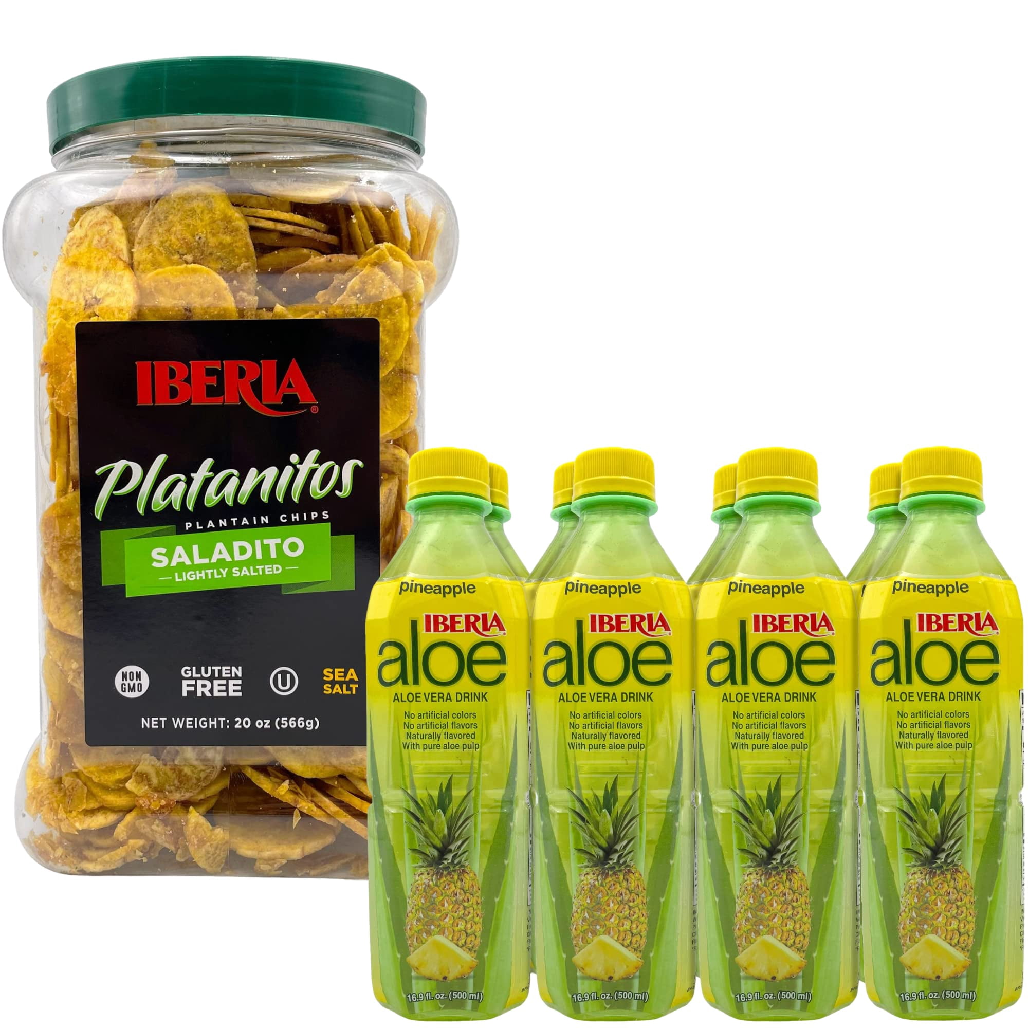 Iberia Lightly Salted Plantain Chips, 20 Oz. + Iberia Aloe Vera Juice ...