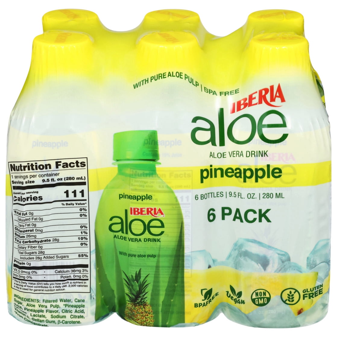 Iberia Pineapple Aloe Vera Drink, 6-pack 9.5 fl oz bottles - Walmart.com
