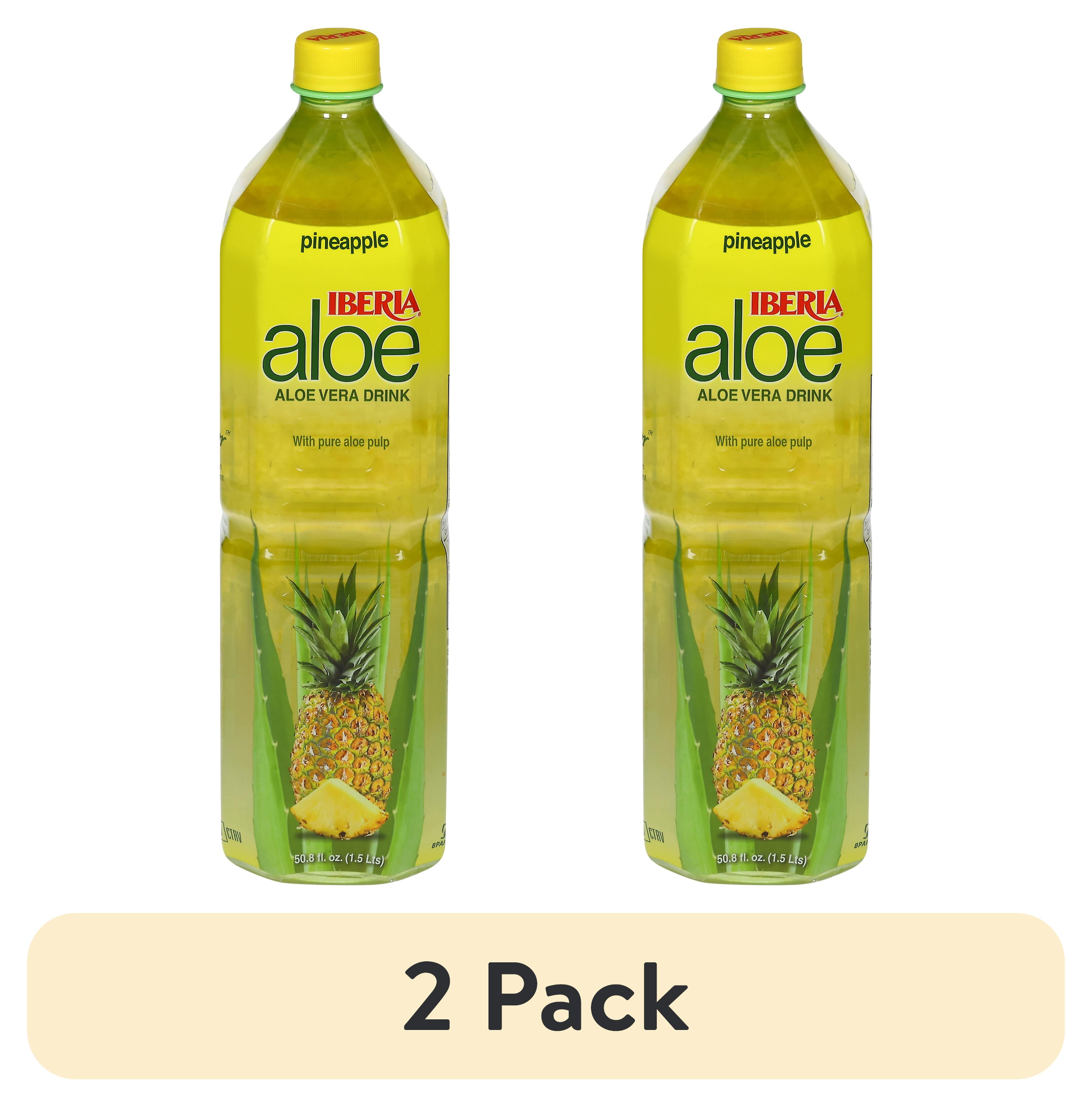 (2 pack) Iberia Pineapple Aloe Vera Drink with Pure Aloe Pulp 50.8 fl ...