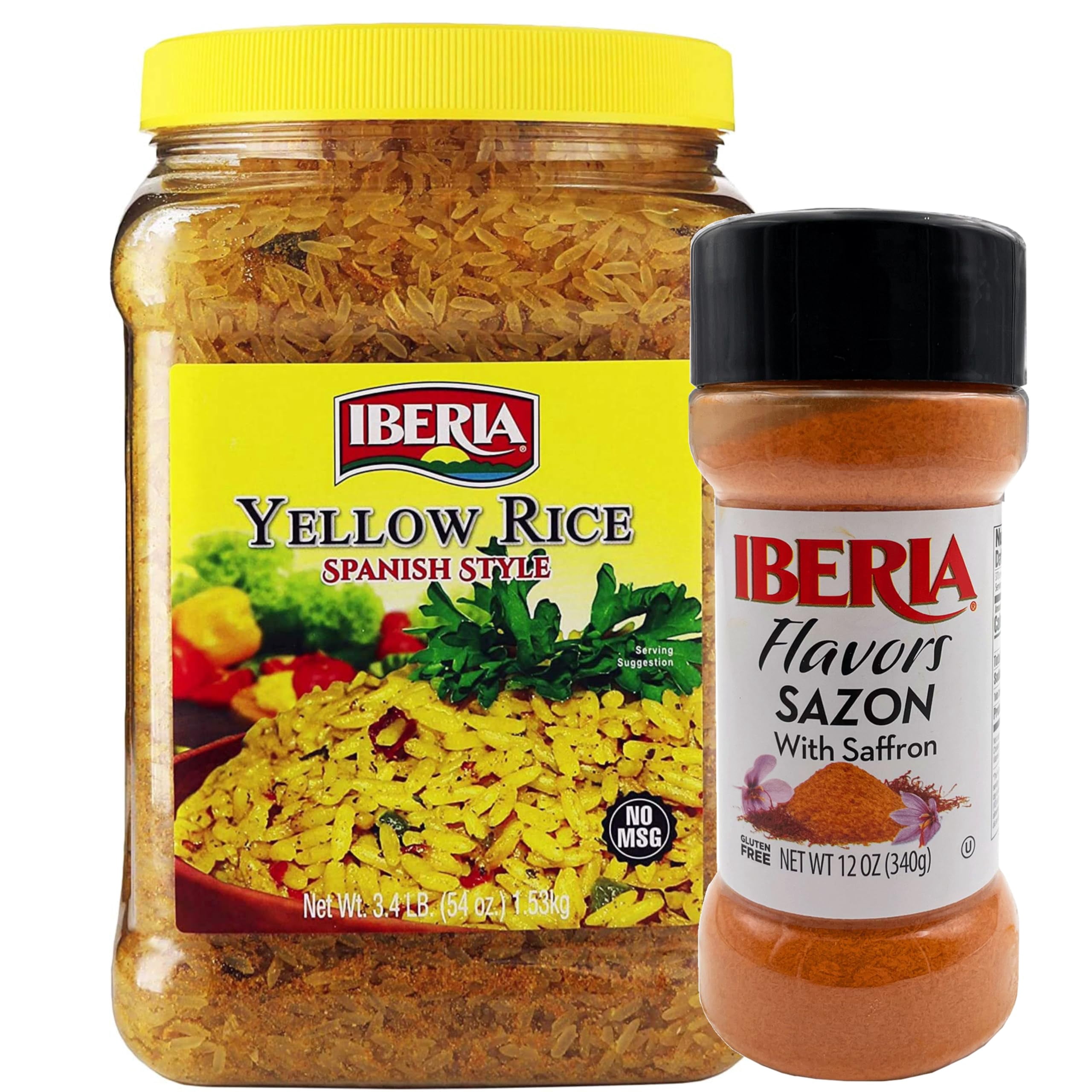 Iberia Sazon With Saffron, 12 Oz+ Iberia Spanish Style Yellow Rice, 3.4 ...