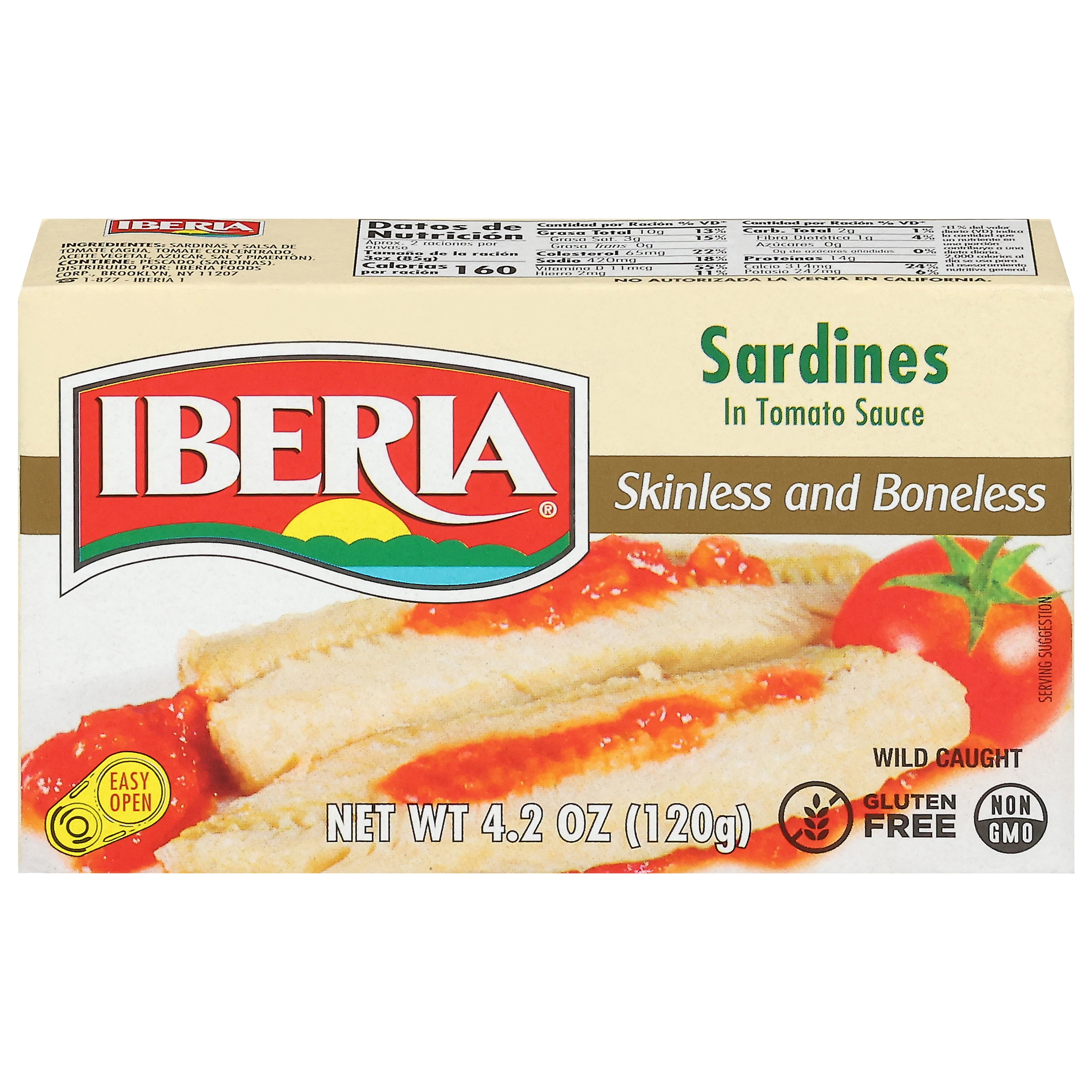 Iberia Skinless and Boneless Sardines in Tomato Sauce 4.2 oz - Walmart.com