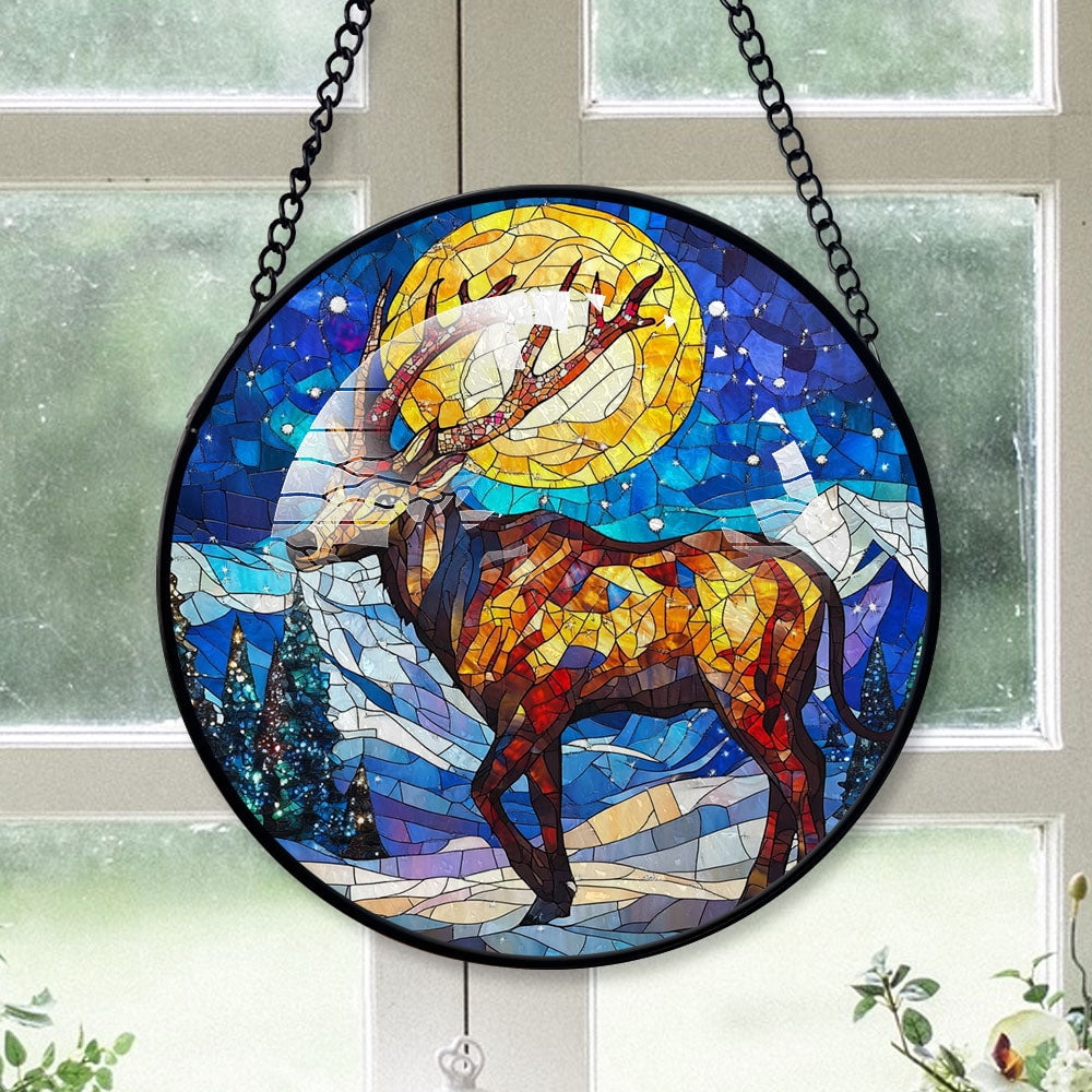 Ibex Ornament Christmas 2025, Ibex Stained Glass Hanging Window Art ...