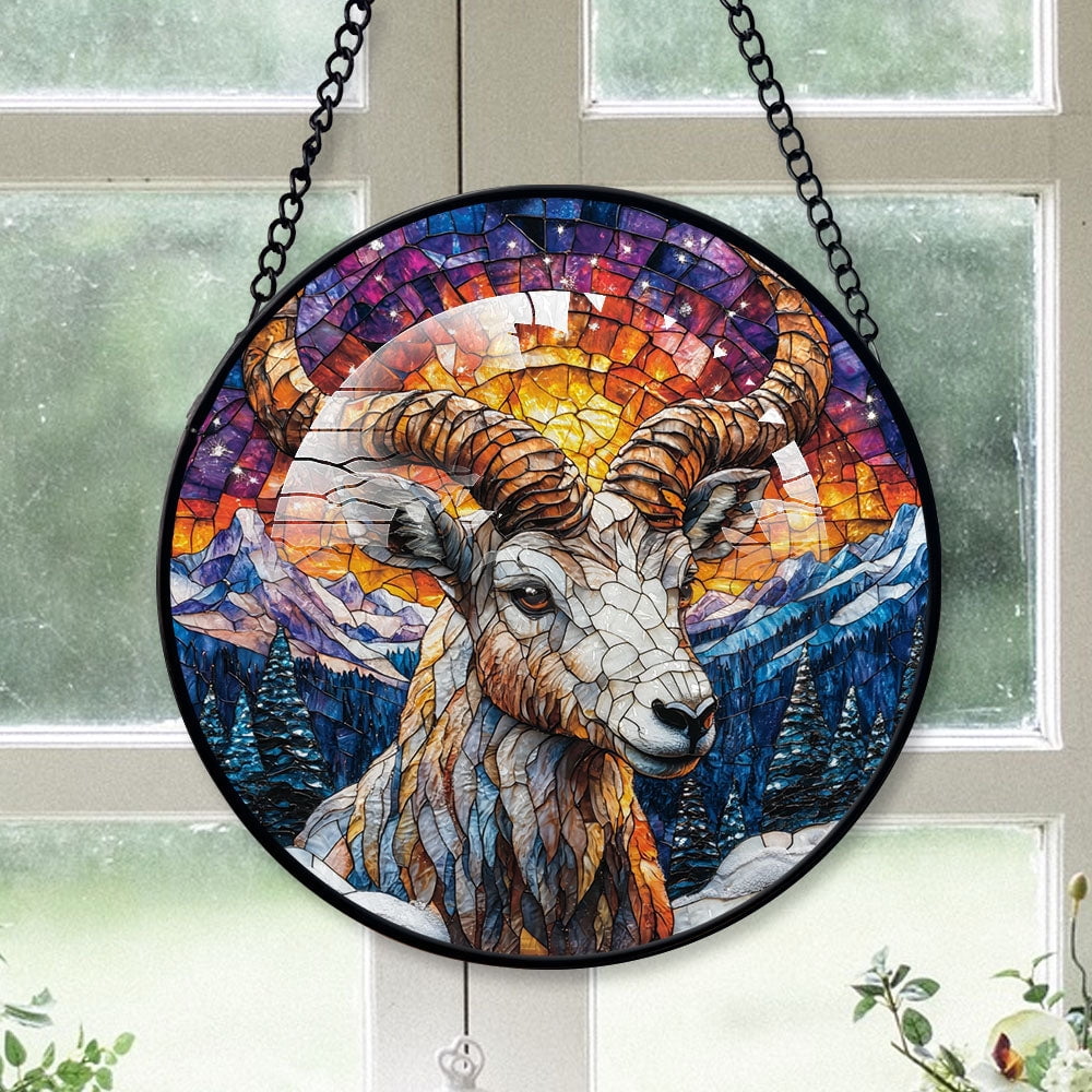 Ibex Ornament Christmas 2025, Ibex Stained Glass Window Hanging ...
