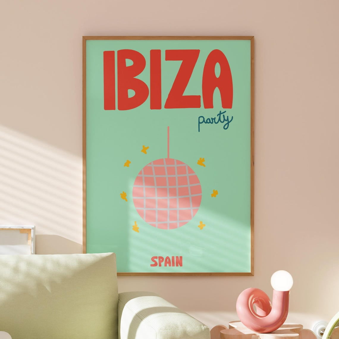 Ibiza Poster, Preppy Travel Wall Art, Minimal Tropical Print, Preppy ...