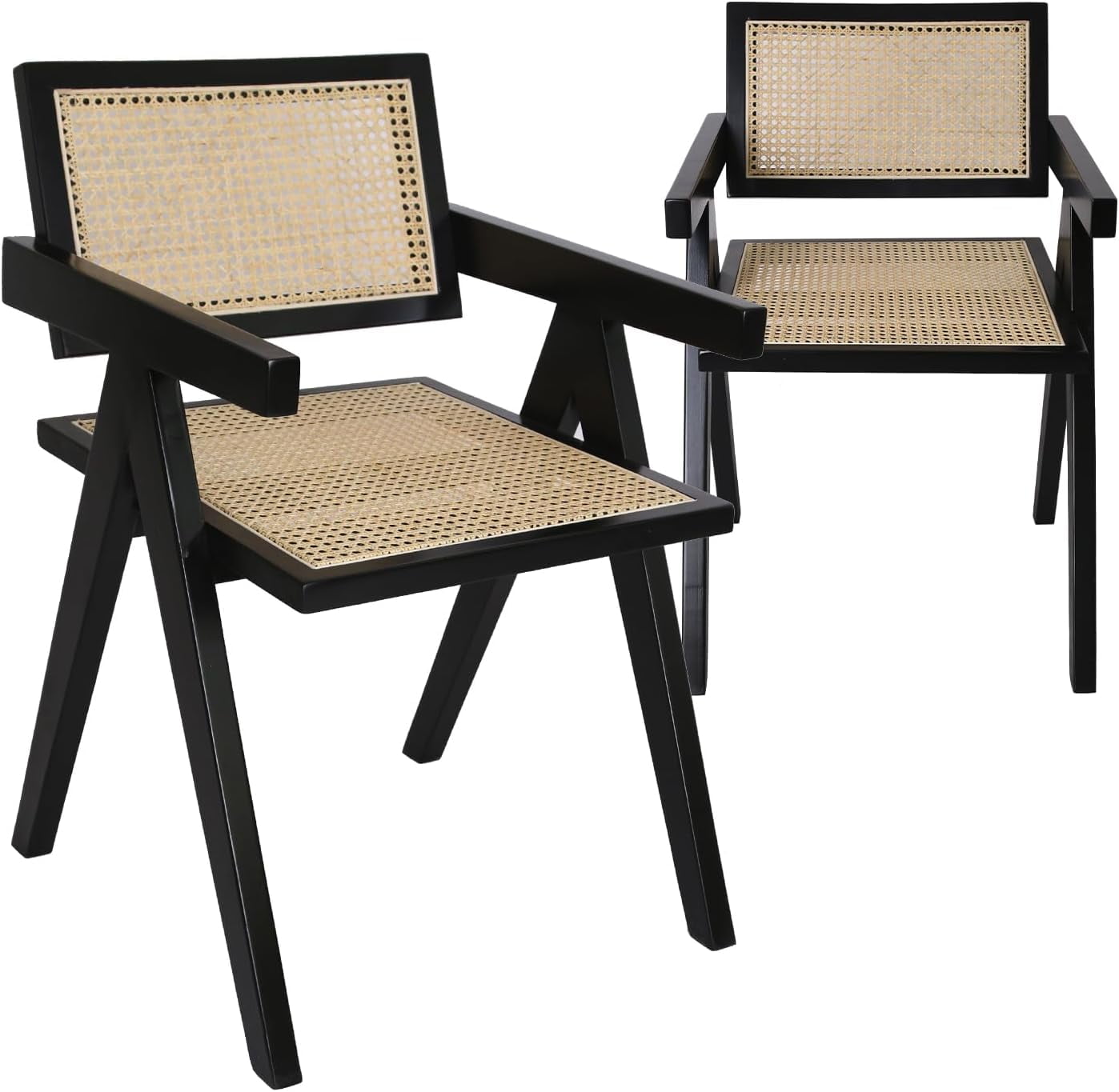 Ibiza Rattan Arm Chair, Black Wood – Modern Rattan Chairs with Arm Rest ...