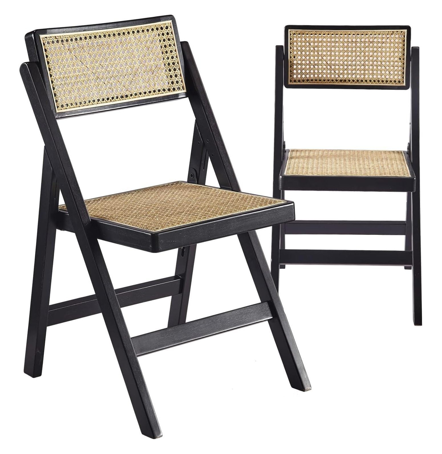 Ibiza Rattan Folding Chair, Black Set of 2 – Modern Foldable Rattan ...
