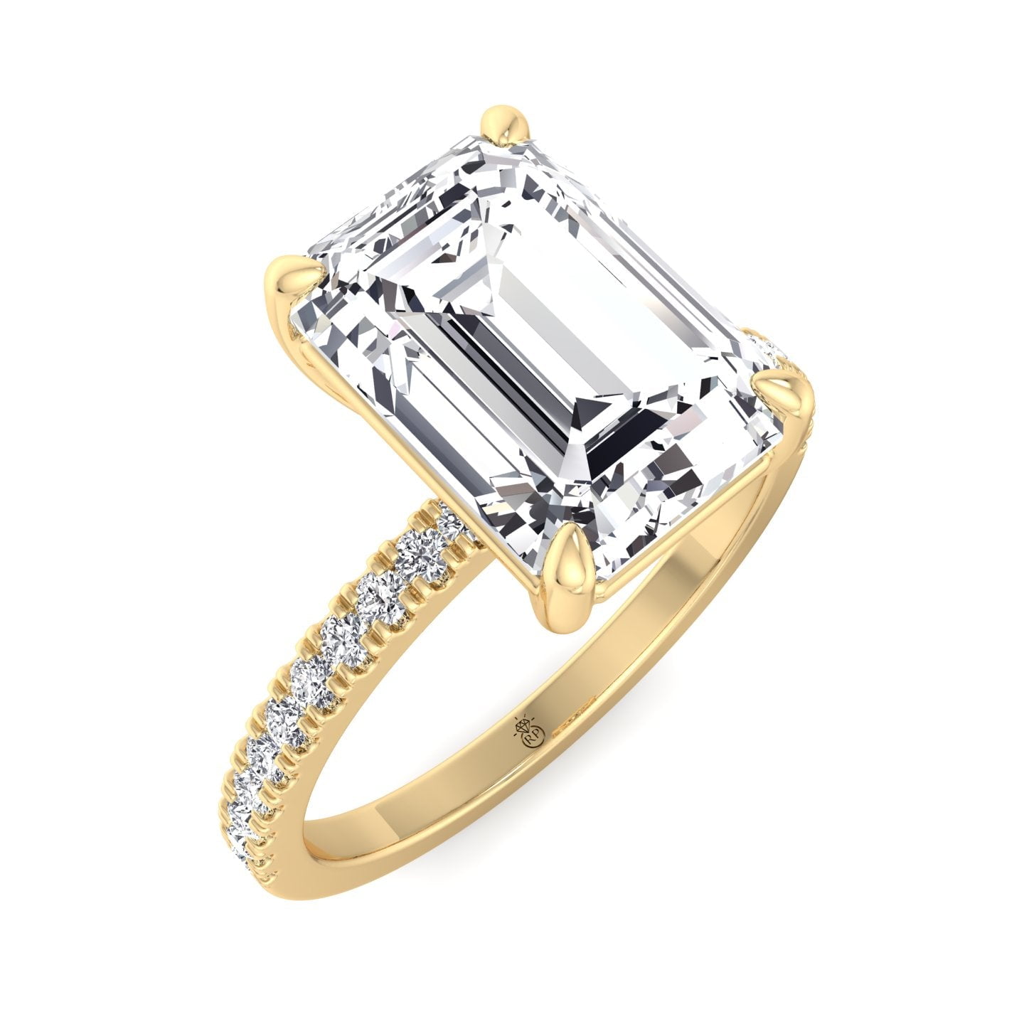 Ibiza - Thin Pave Moissanite Emerald Cut - Lab Diamond Engagement Ring ...