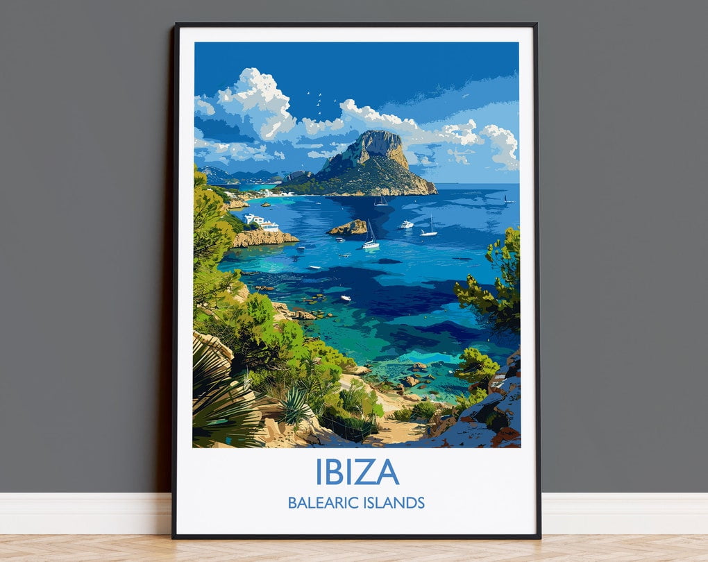 Ibiza Travel Print, Travel Poster Of Ibiza, Balearic Islands Art Lovers Gift, Ibiza Wall Art ...
