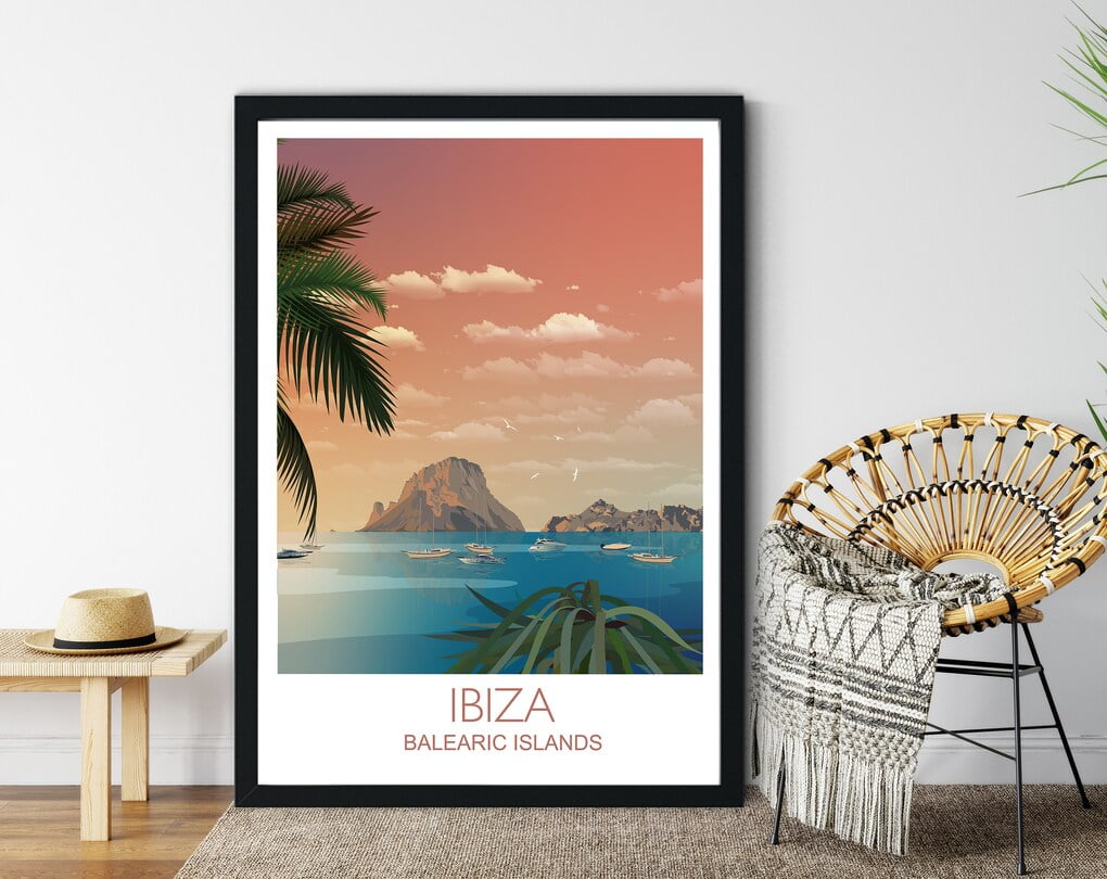 Ibiza Travel Print, Travel Poster Of Ibiza, Balearic Islands, Travel Poster, Ibiza Print ,Decor ...