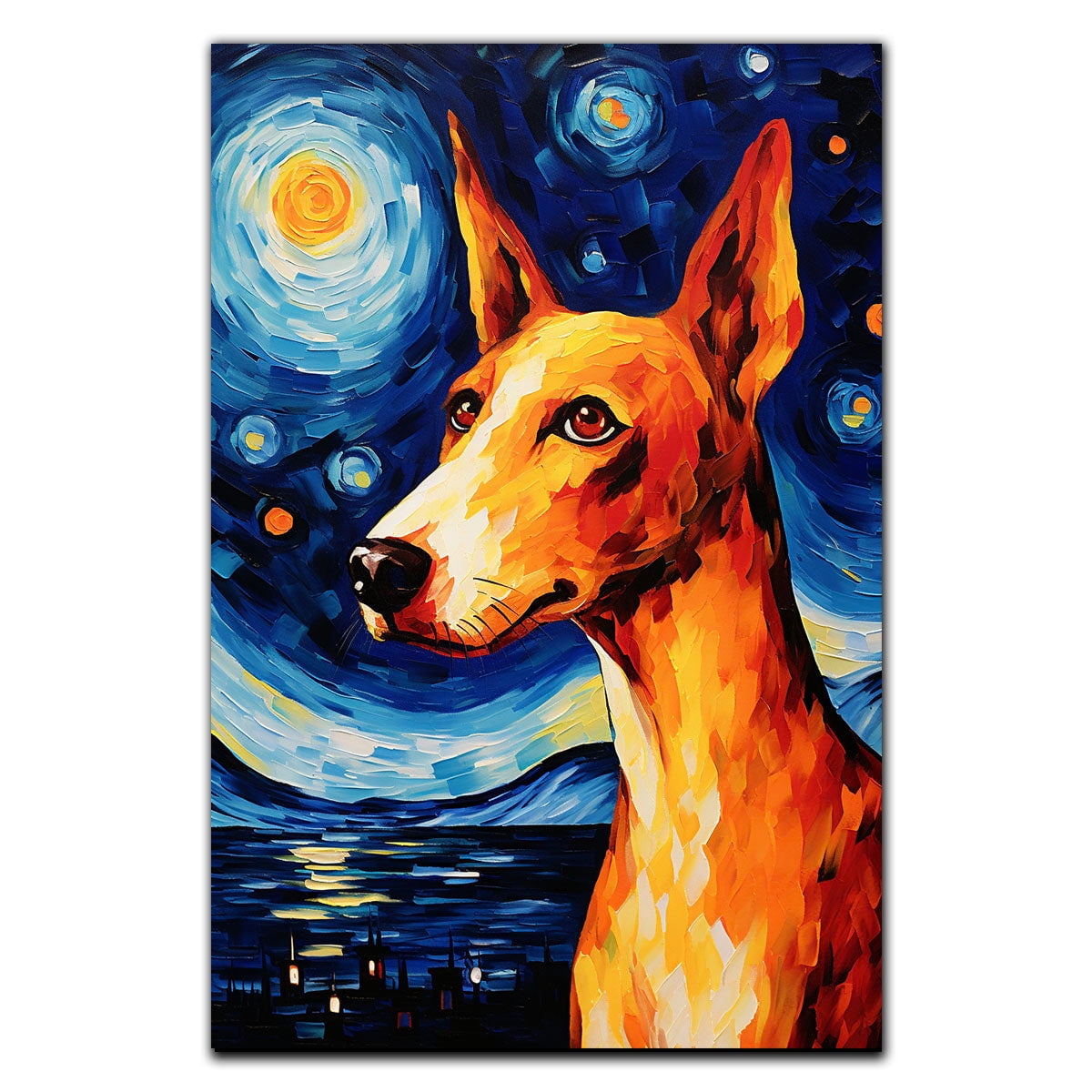 Ibizan Hound Paintings Canvas for Wall Decorations - Paintings Starry Night Van Gogh Bedroom ...