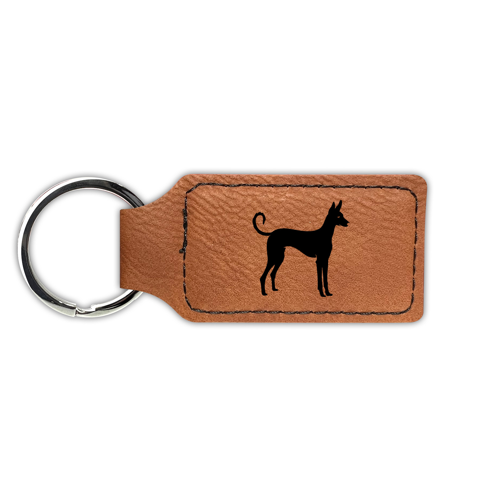 Ibizan Keychain Leatherette Rectangle - Laser Engraved - Many Colors ...