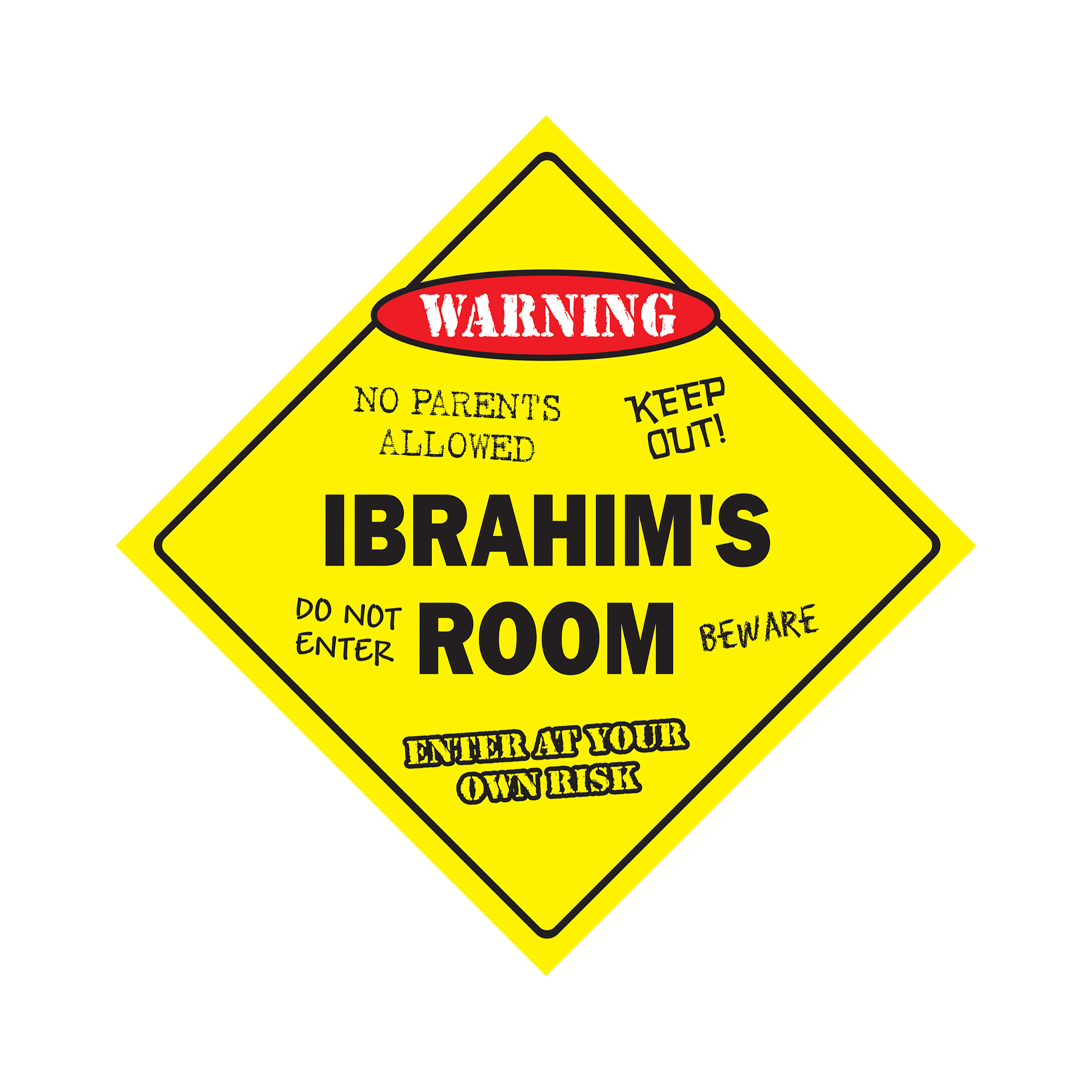Ibrahim's Room Sign Crossing Zone Xing | Indoor/Outdoor | 12" Tall kids ...