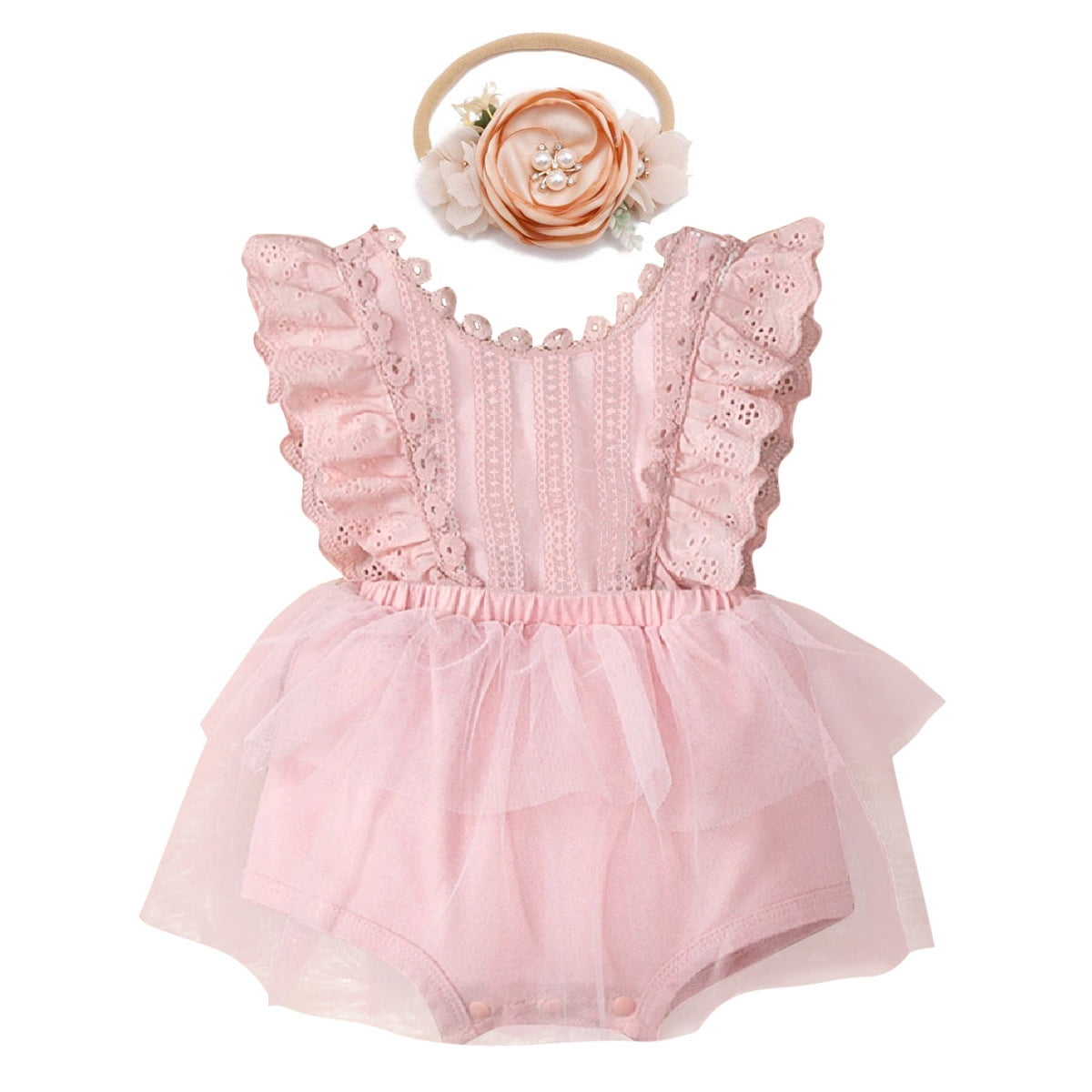 IBTOM CASTLE Baby Girls Lace Bodysuit Boho Clothes 1st Birthday Cake ...