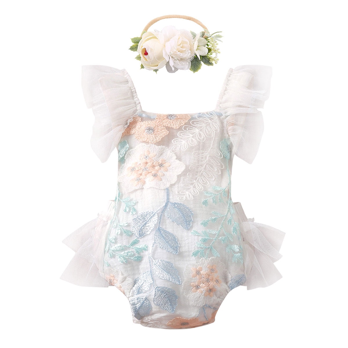 IBTOM CASTLE Baby Girls Lace Bodysuit Boho Clothes 1st Birthday Cake ...