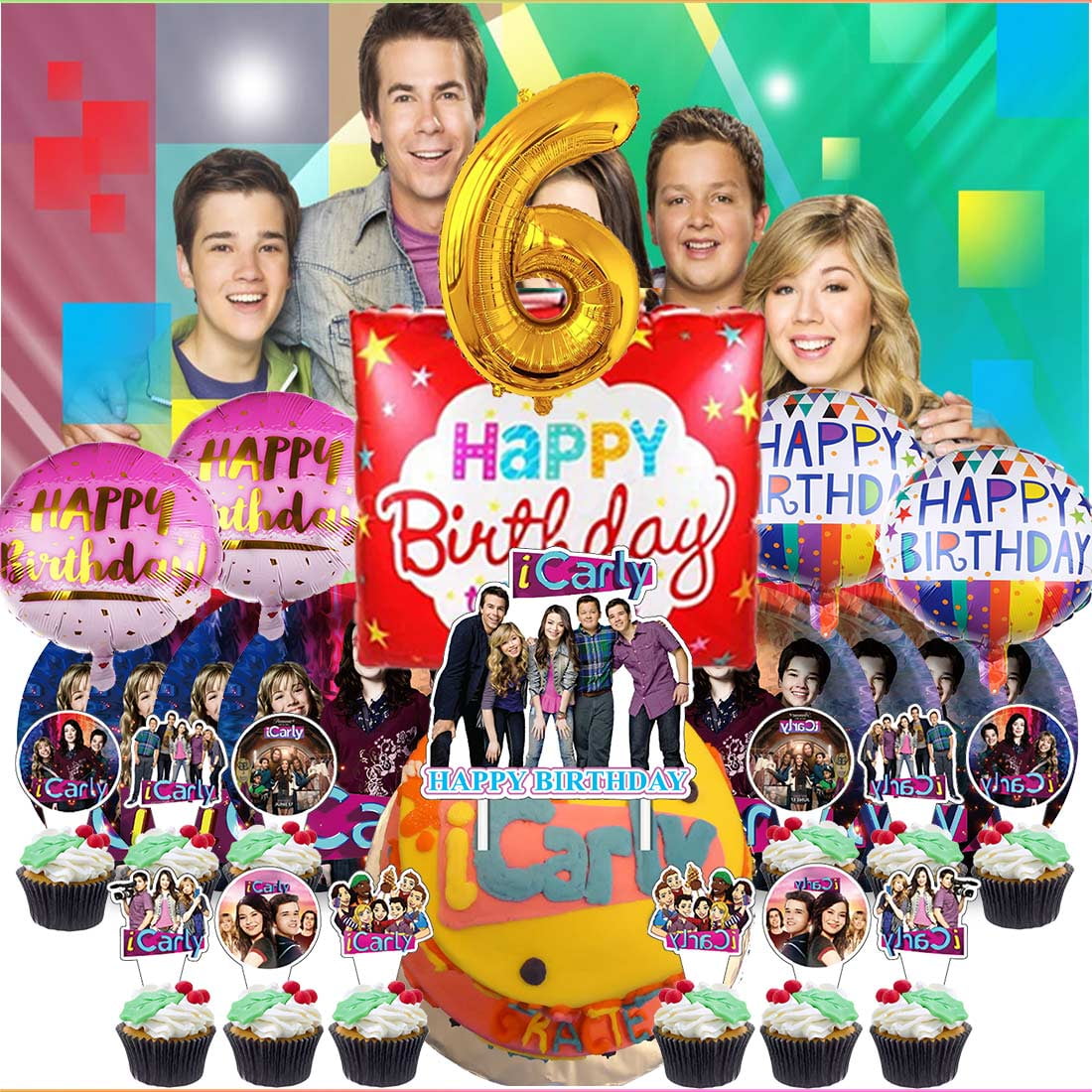Icarly 6th Tableware Balloons Cake Toppers Backdrop Banner Supplies ...