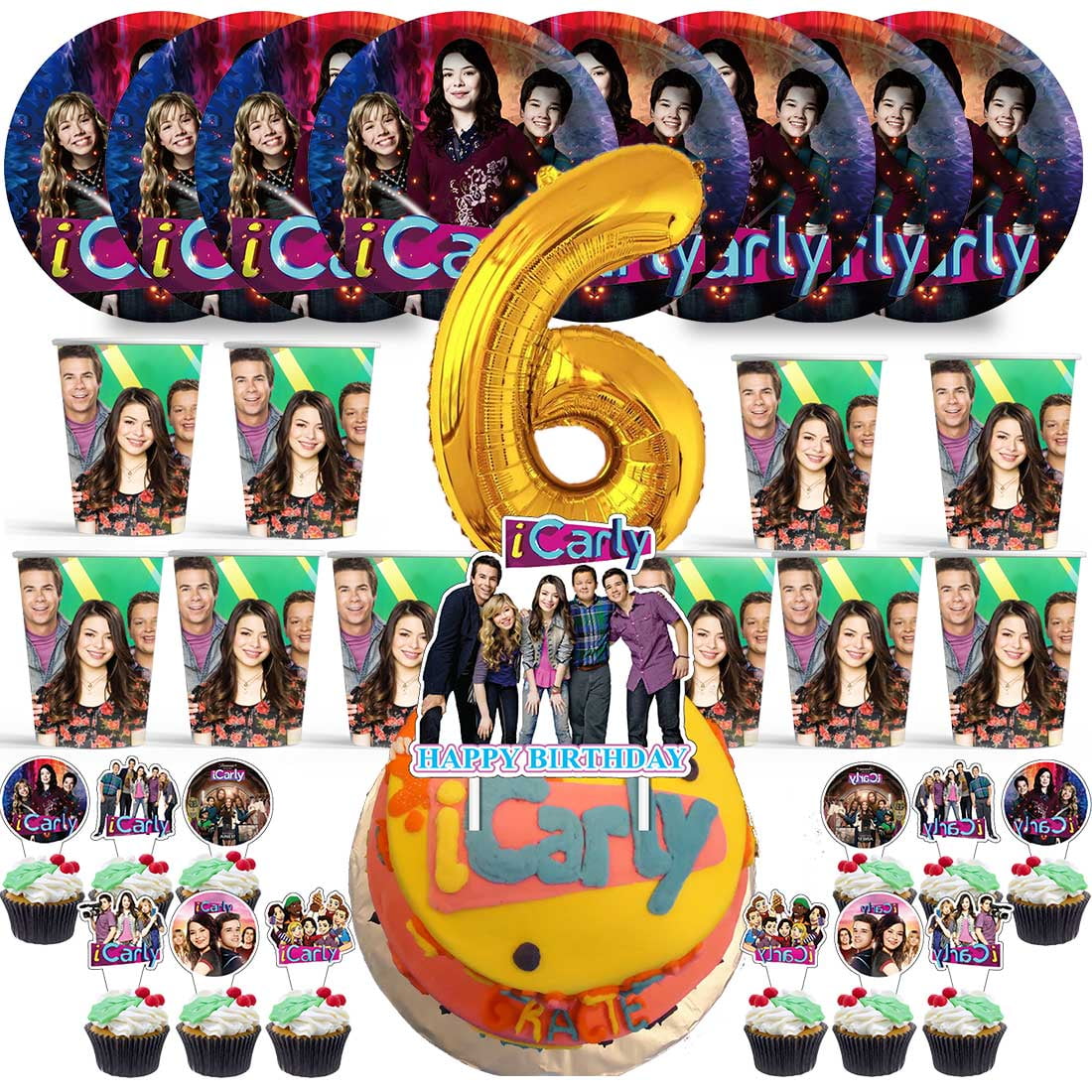 Icarly Birthday 6th Cups Party Supplies Plates Fans Decorations Cake ...