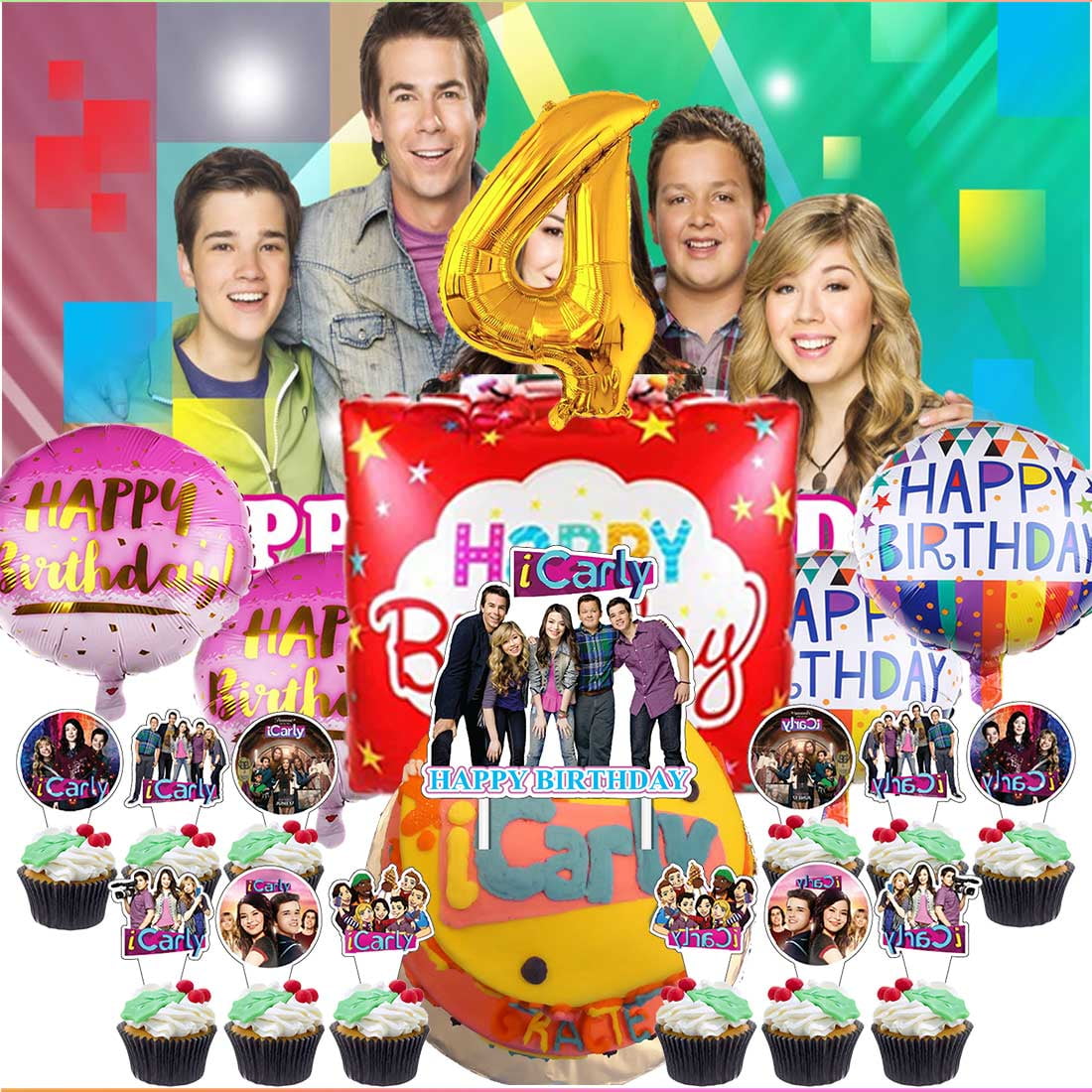 Icarly Party Supplies Decor 4th Kit Balloons Birthday Cake Topper ...