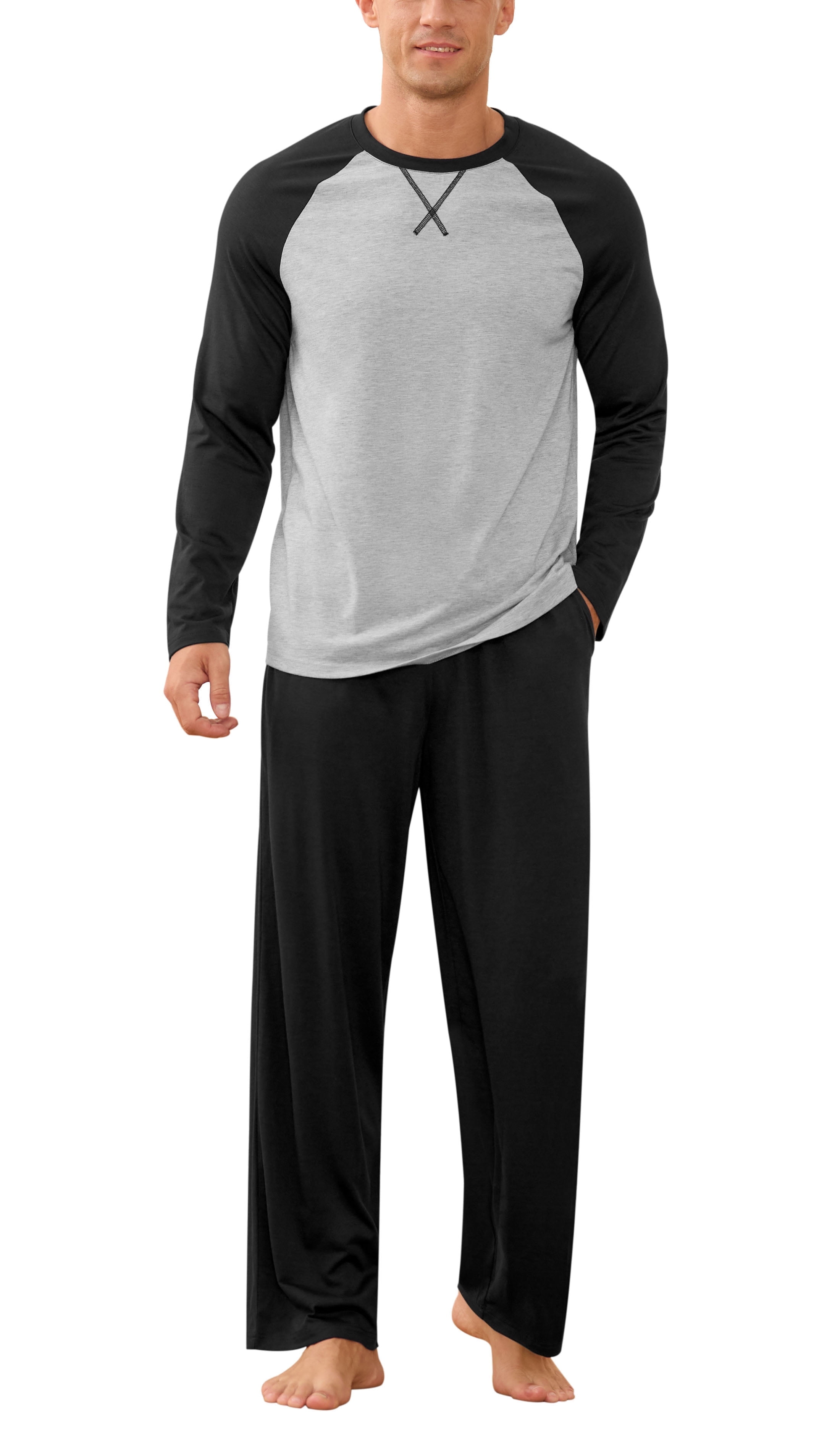 Iceglad Men's Pajamas Set Soft Cotton Long Sleeve Sleepwear with ...