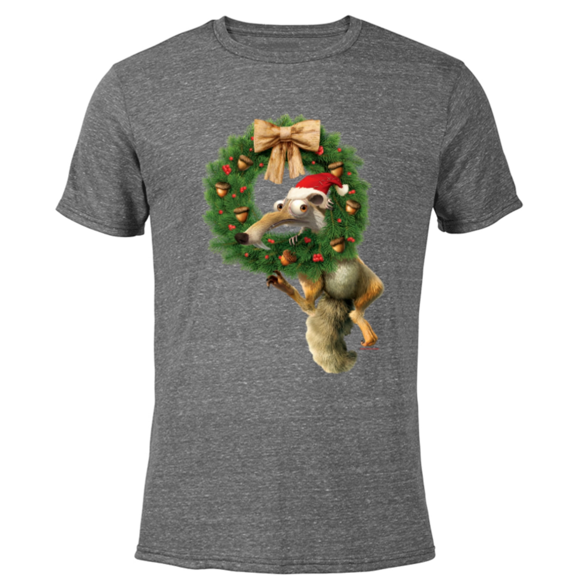 Ice Age Scrat Prehistoric Christmas Holiday Acorn Wreath - Short Sleeve ...