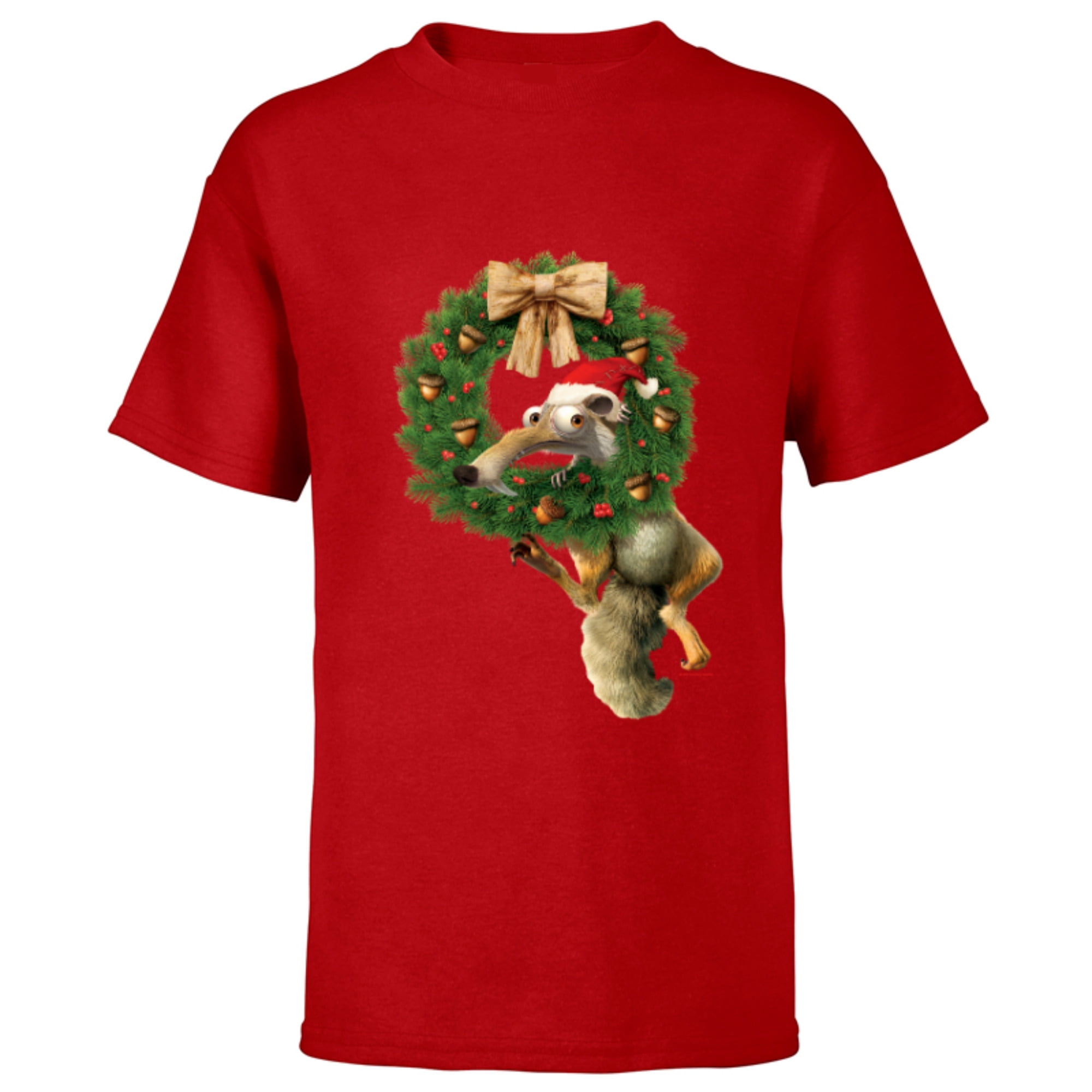 Ice Age Scrat Prehistoric Christmas Holiday Acorn Wreath - Short Sleeve ...
