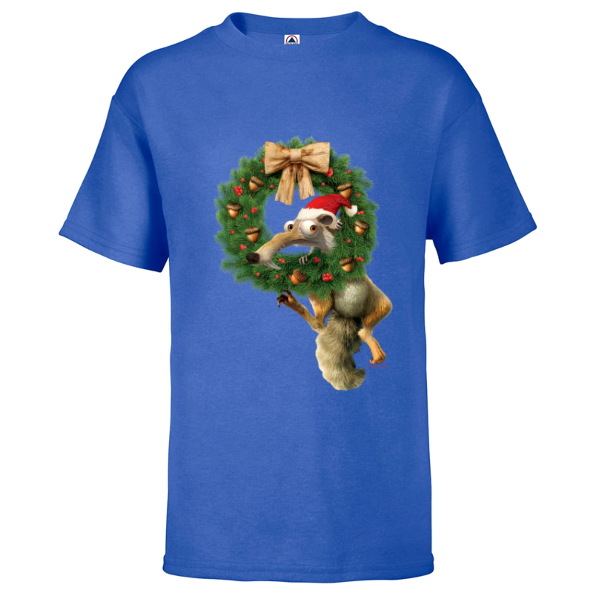Ice Age Scrat Prehistoric Christmas Holiday Acorn Wreath - Short Sleeve ...