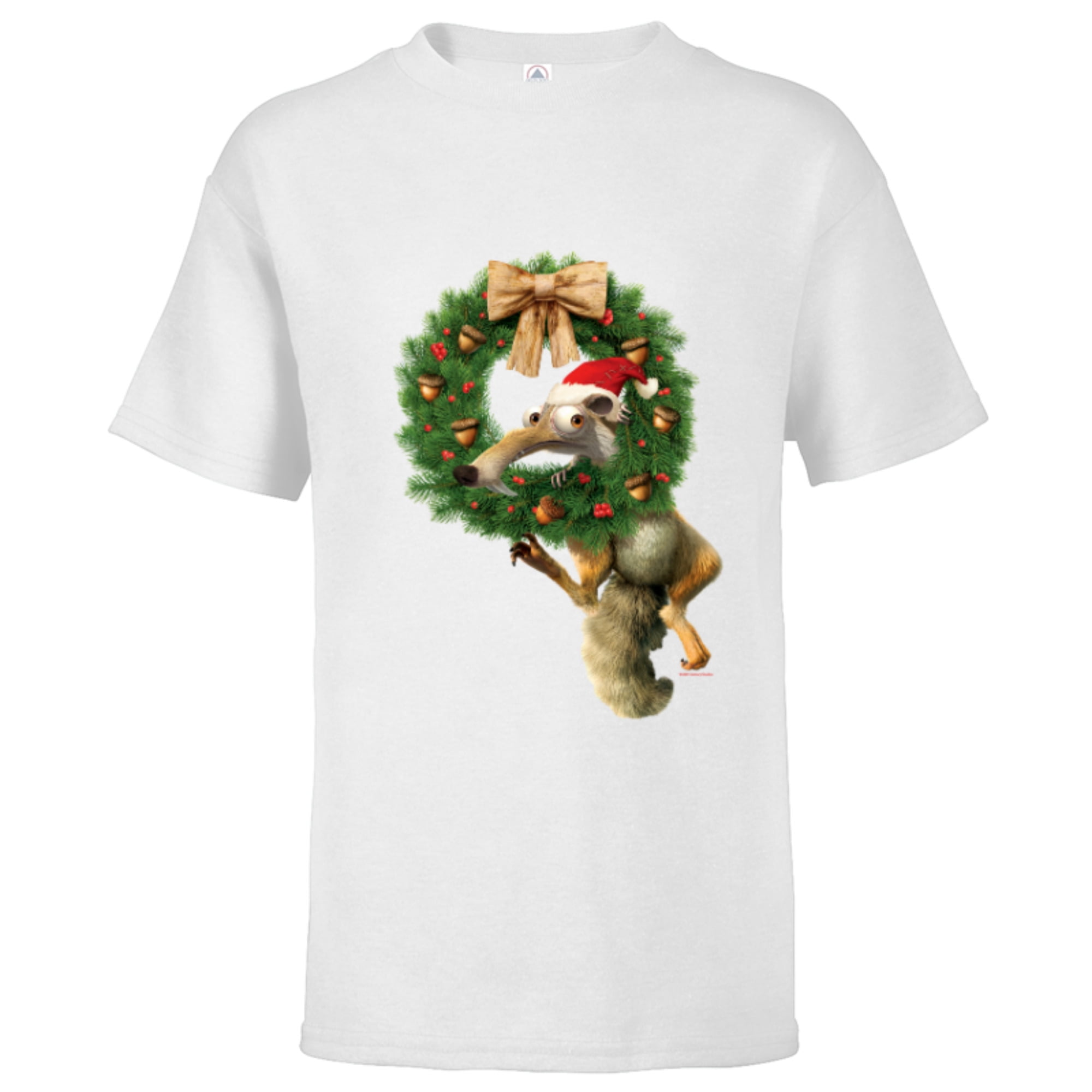 Ice Age Scrat Prehistoric Christmas Holiday Acorn Wreath - Short Sleeve ...