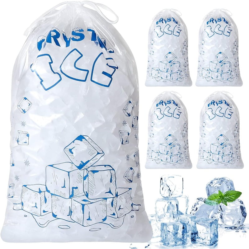 Ice Bags 10 lb with Drawstring, 50 Count Ice Bags for Ice Machine ...