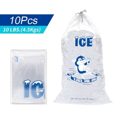 Bits N Things 20 lb. Clear Wicketed Plastic Ice Bags with Ice Print ...