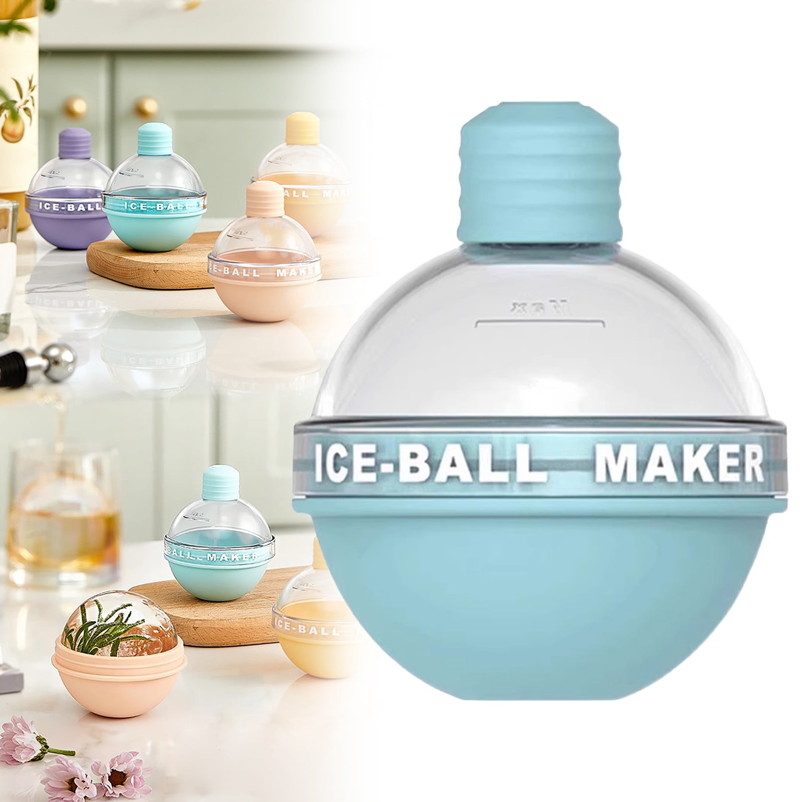Ice Ball Maker Molds, Round Ice Cube Tray, Sphere Whiskey Ice Mold ...