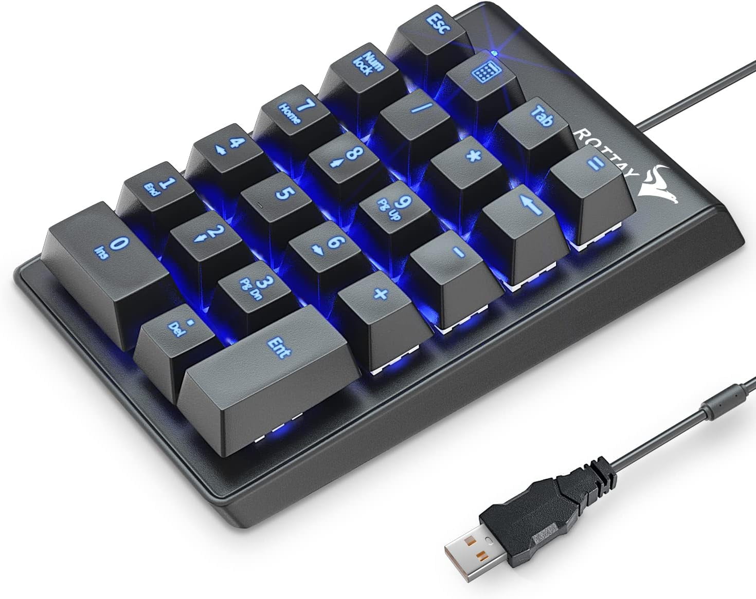 Wired Number Pad: Mechanical USB Keypad Numerical with Blue LED Backlit ...