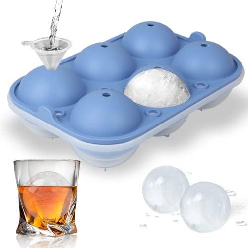Ice Ball Maker, Reusable 2.5 Inch Ice Cube Trays, Easy Release Silicone ...