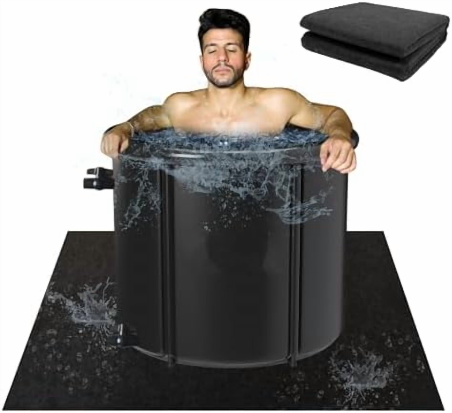 Ice Bath Mat, 40 x 63in Black Felt Rectangular Cold Plunge Mat for Ice Bath Tub - Walmart.com