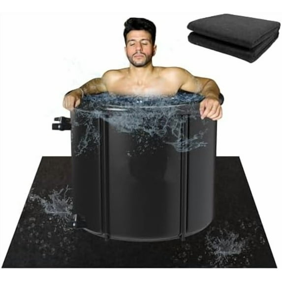 Ice Bath Mat, 40 x 63in Black Felt Rectangular Cold Plunge Mat for Ice ...