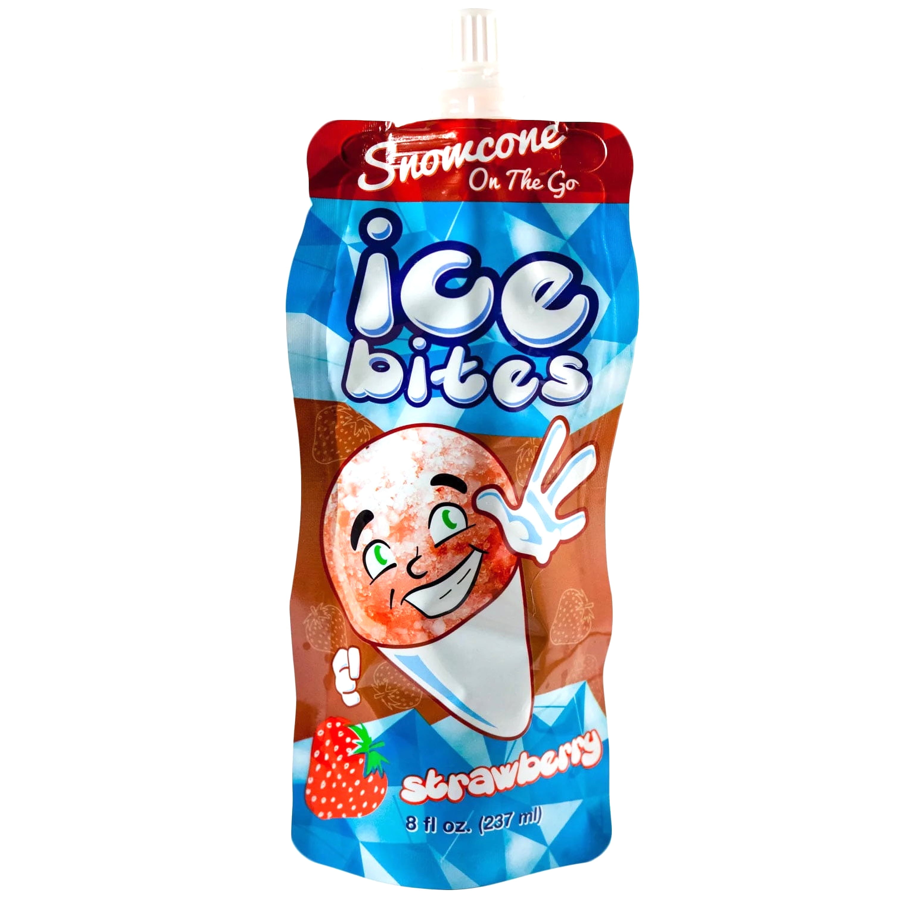 Ice Bites Flavored Ice Snowcone on The Go, Strawberry, 8 fl oz, 1 Count ...