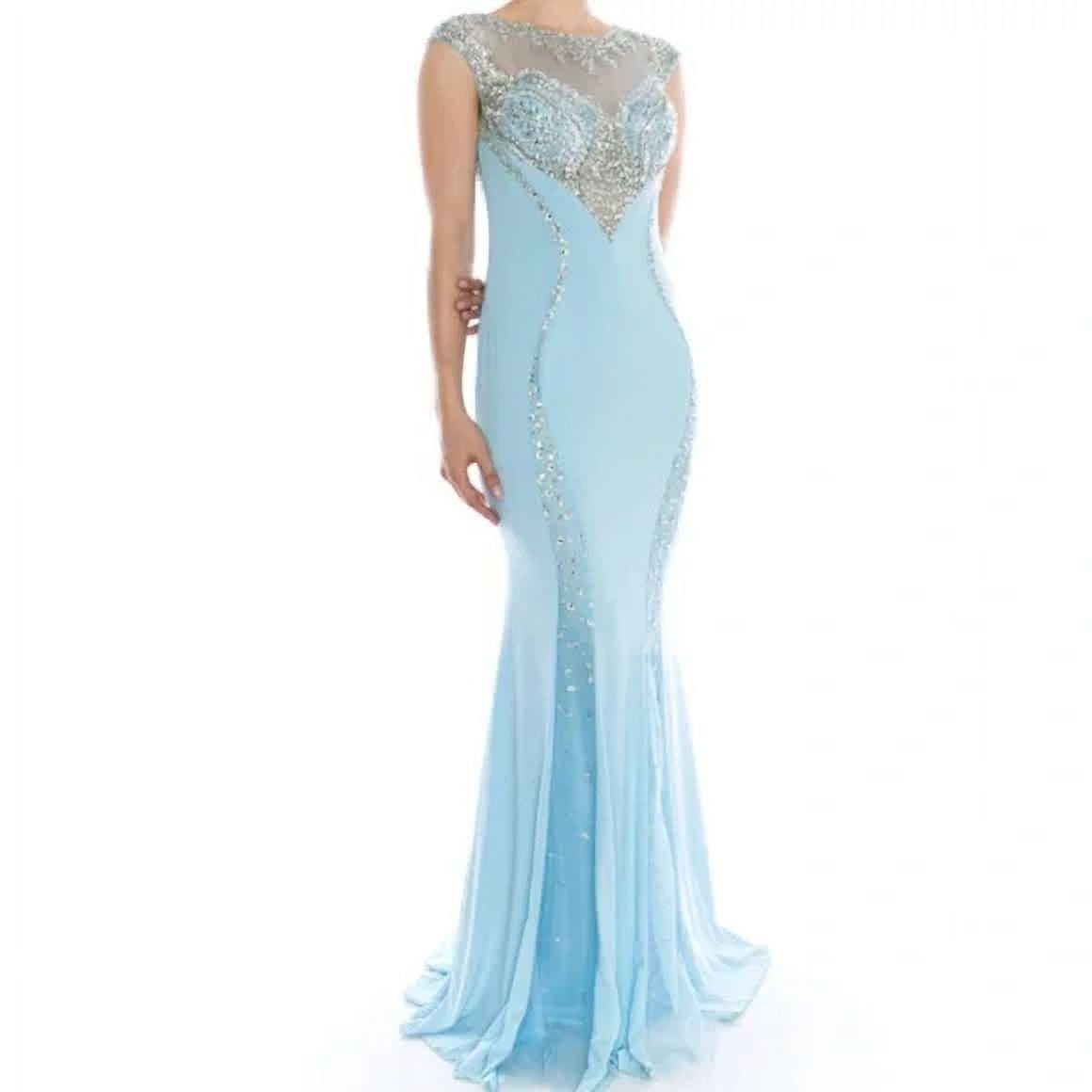 Ice Blue Beaded Evening Gown - Walmart.com