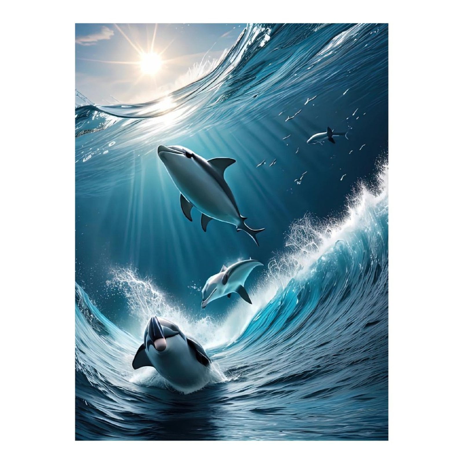 Ice Blue Ocean Cute Dolphin A Diamond Painting Kits for Adults, DIY 5D ...