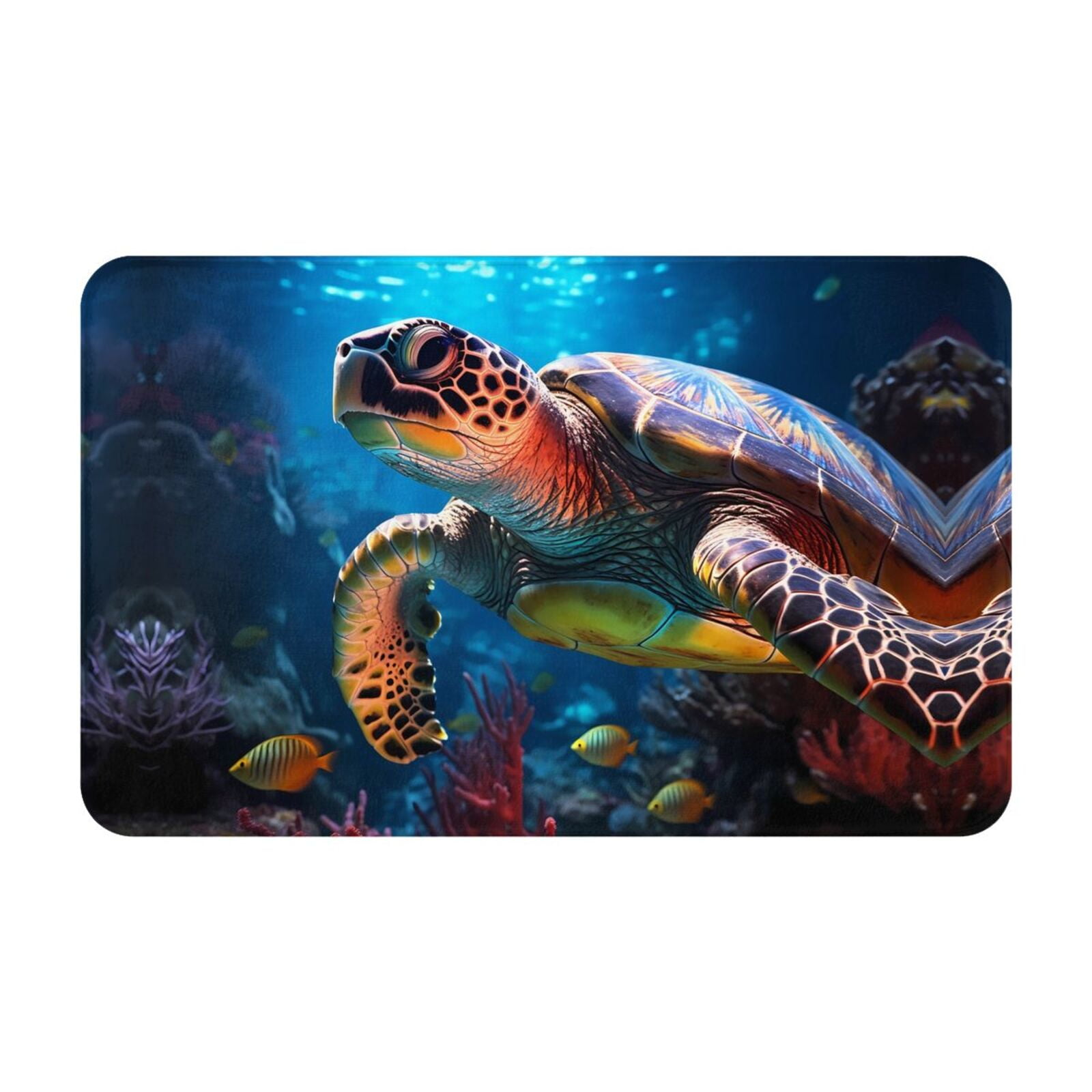 Ice Blue Ocean Sea Turtle Outdoor Indoor Door Mat, Non Slip Bath Mat ...